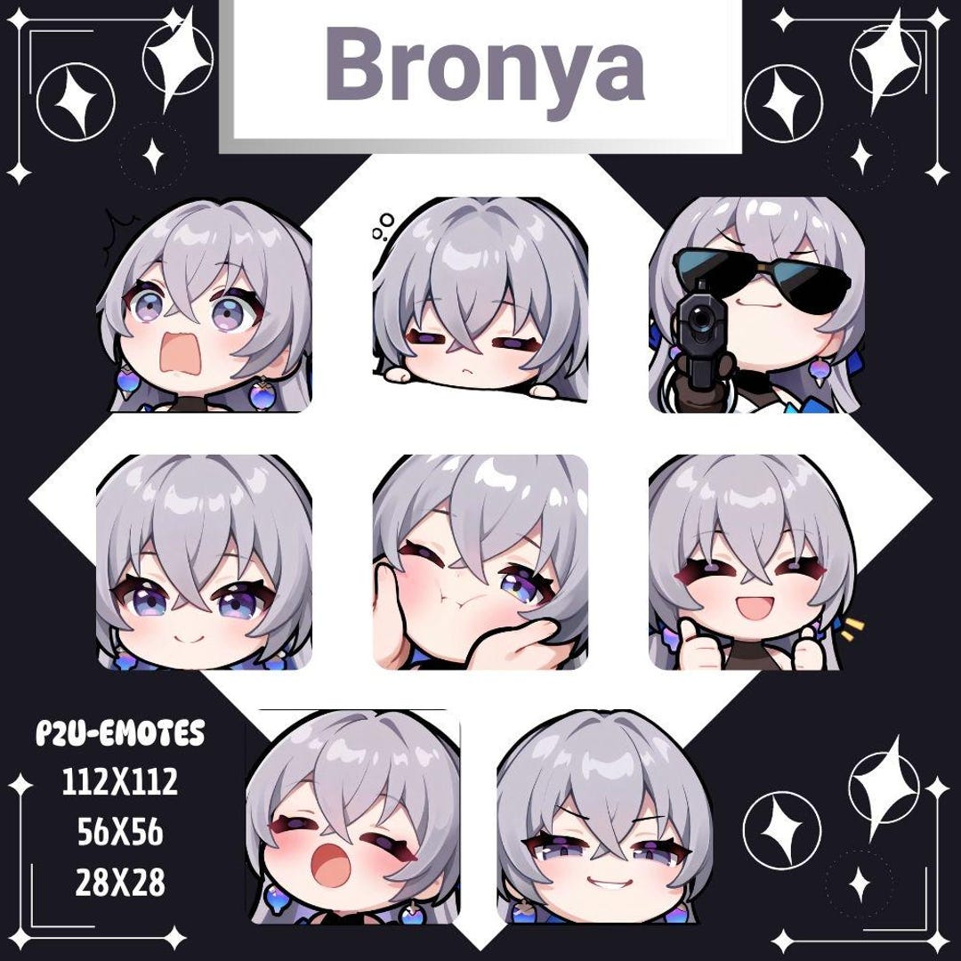 Bronya Honkai Star Rail Emotes: Chibi Kawaii Twitch/discord Pack ...