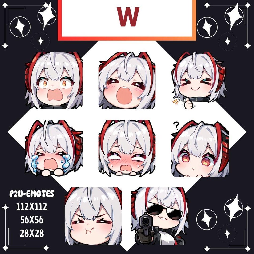 Arknights W Emote Pack: Chibi Villain Girl for Twitch/discord (digital ...