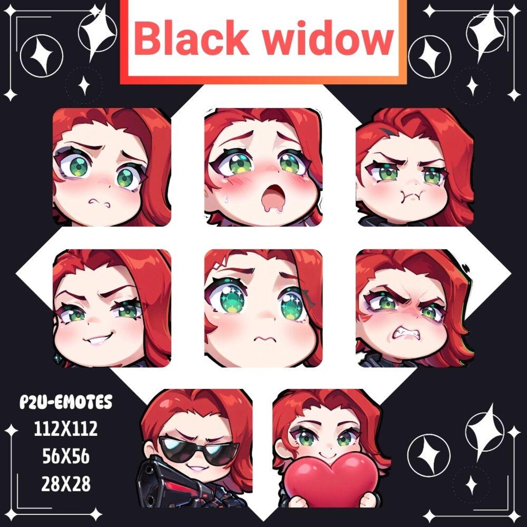 Black Widow Twitch/yt/discord Emotes Pack (digital Download) - Etsy
