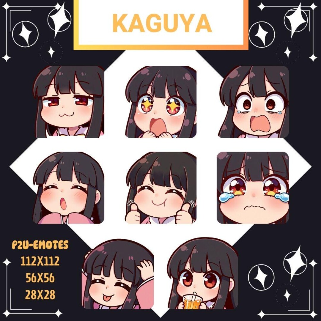 Touhou Kaguya Twitch/yt/discord Emotes Pack (digital Download) - Etsy