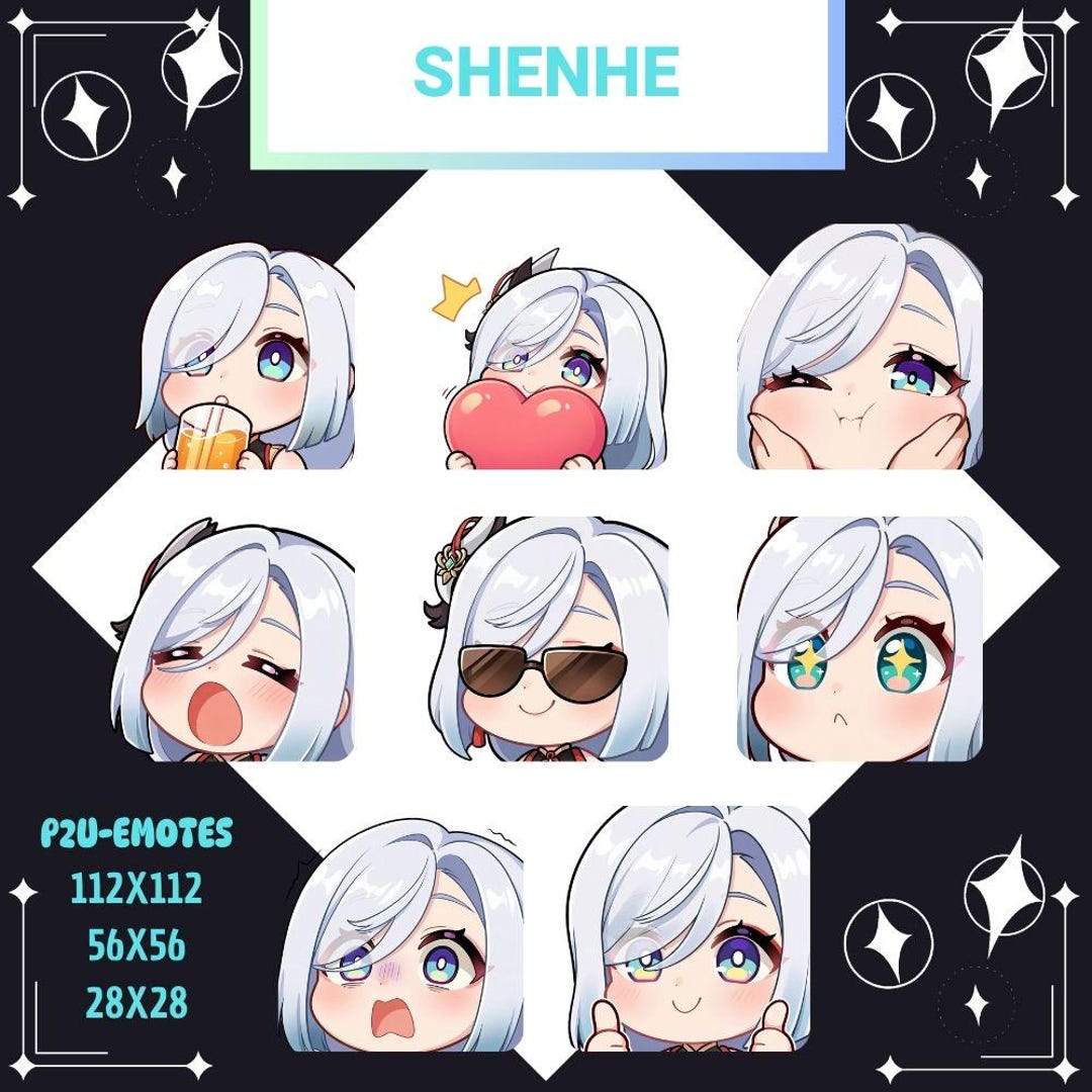 Shenhe Genshin Impact Twitch/yt/discord Emotes Pack (digital Download ...