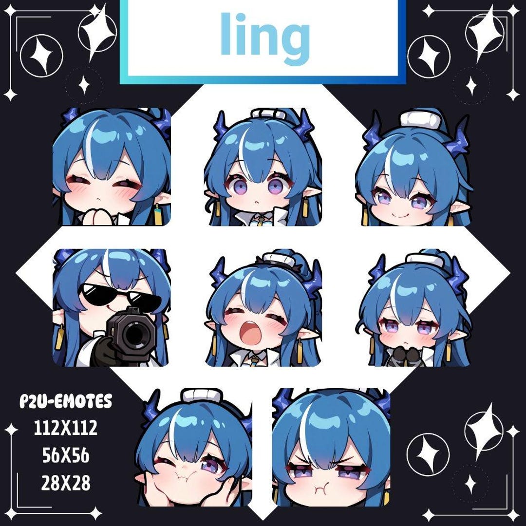 Twitch Emote Pack 8x, Ling - Arknights, Dragon Girl, Discord Emote ...