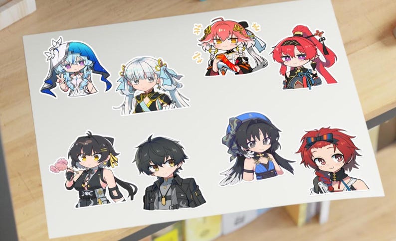 Kawaii Wuwa Character Sticker Sheets: Anime Art, Scrapbooking - Etsy