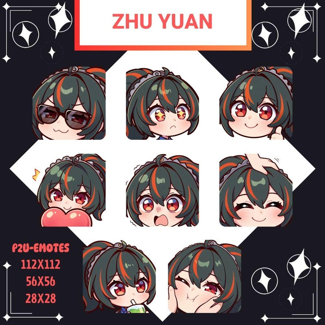 Zenless Zone Zhu Yuan Twitch/yt/discord Emotes Pack (digital Download ...
