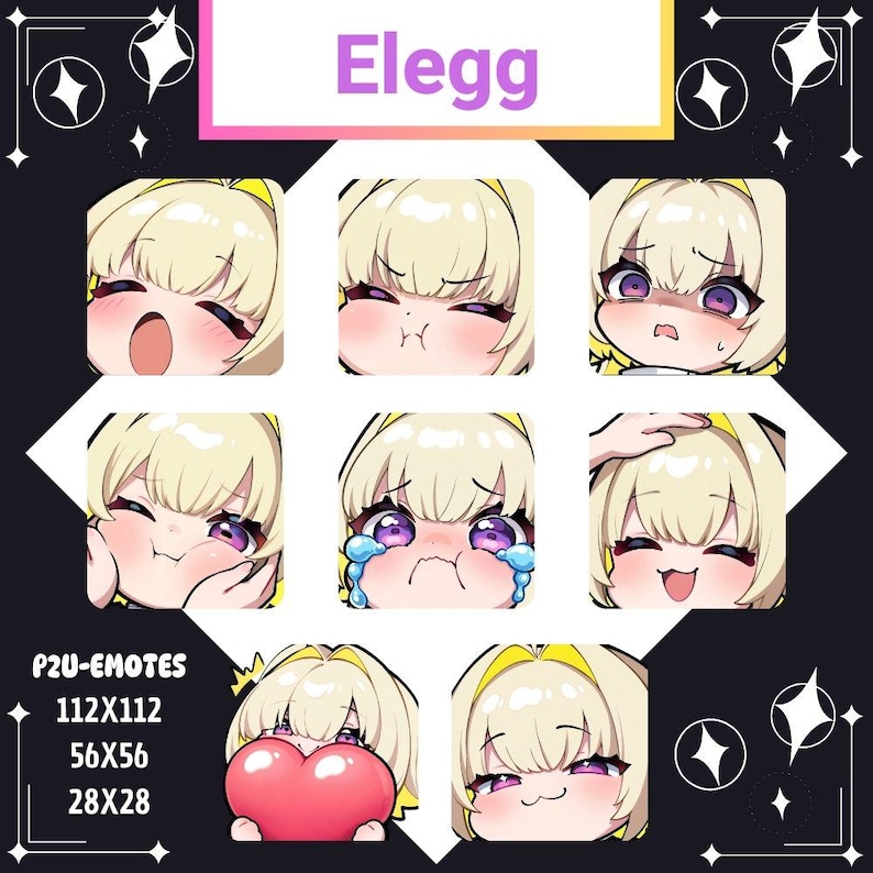 Elegg NIKKE Emote Pack: Chibi Kawaii Twitch/discord Emotes (digital ...