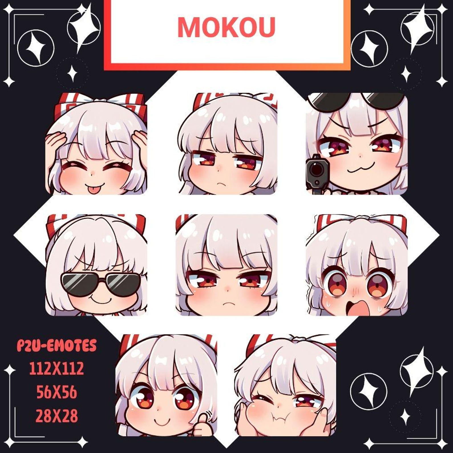 Touhou Mokou Twitch/yt/discord Emotes Pack (digital Download) - Etsy