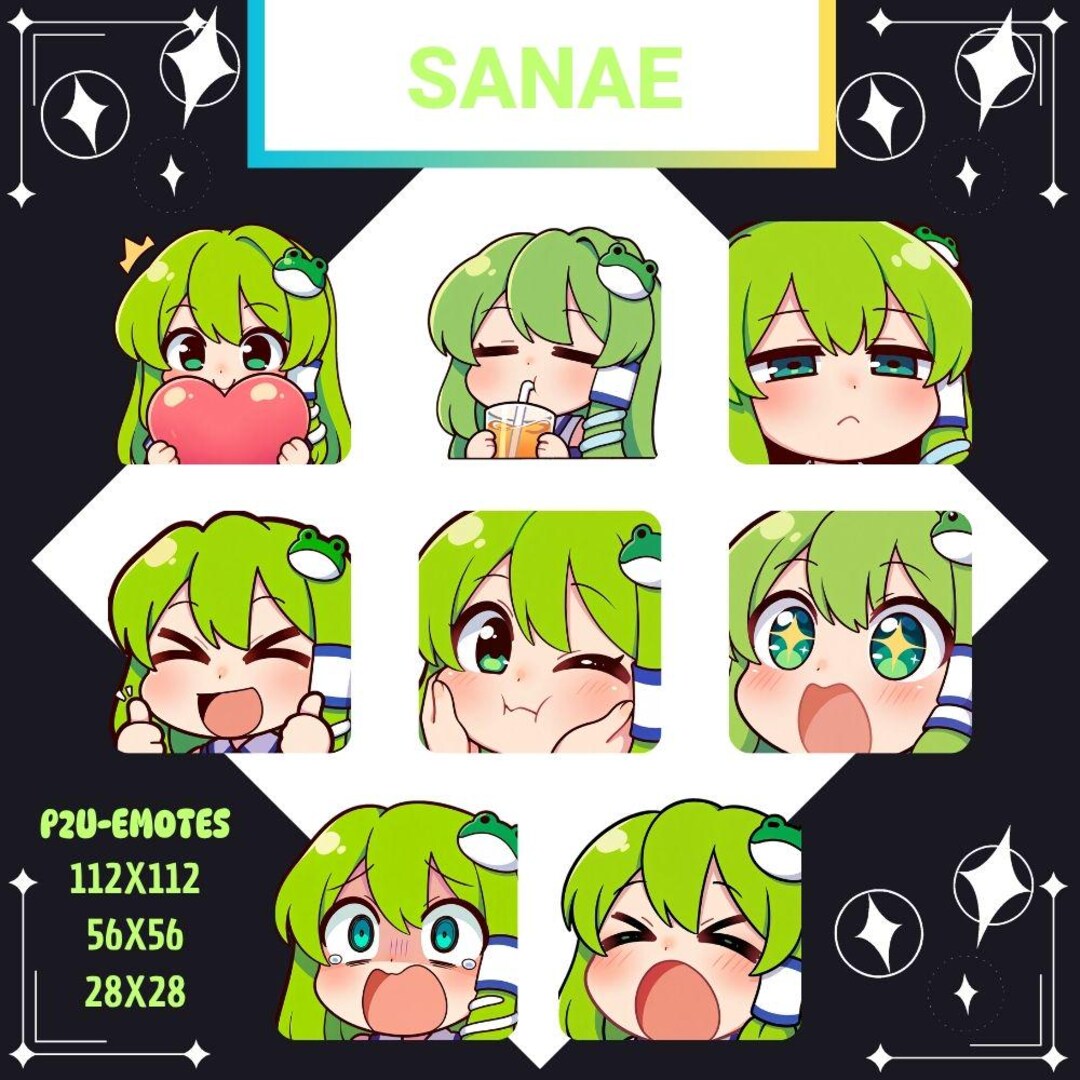 Touhou Sanae Twitch/yt/discord Emotes Pack (digital Download) - Etsy