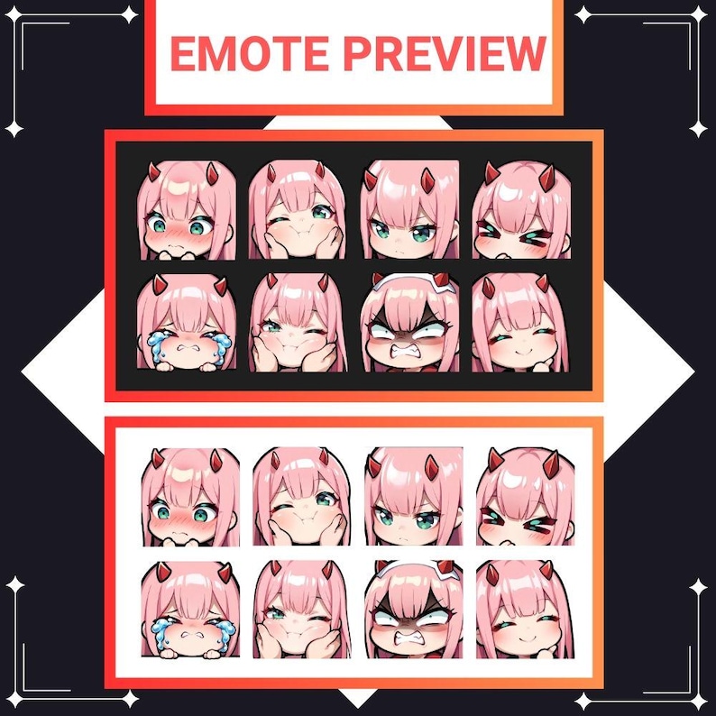 Zero Two Anime Emote Pack: Chibi Kawaii Emotes (digital Download) - Etsy