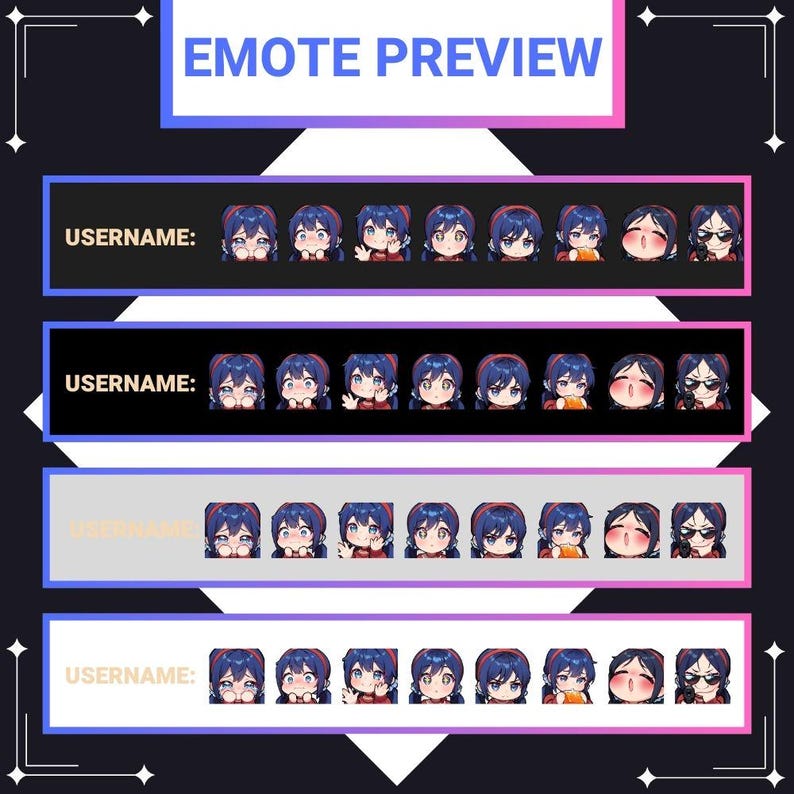 Mita Chibi Emote Pack: Kawaii Twitch/discord/kick Emotes (digital ...