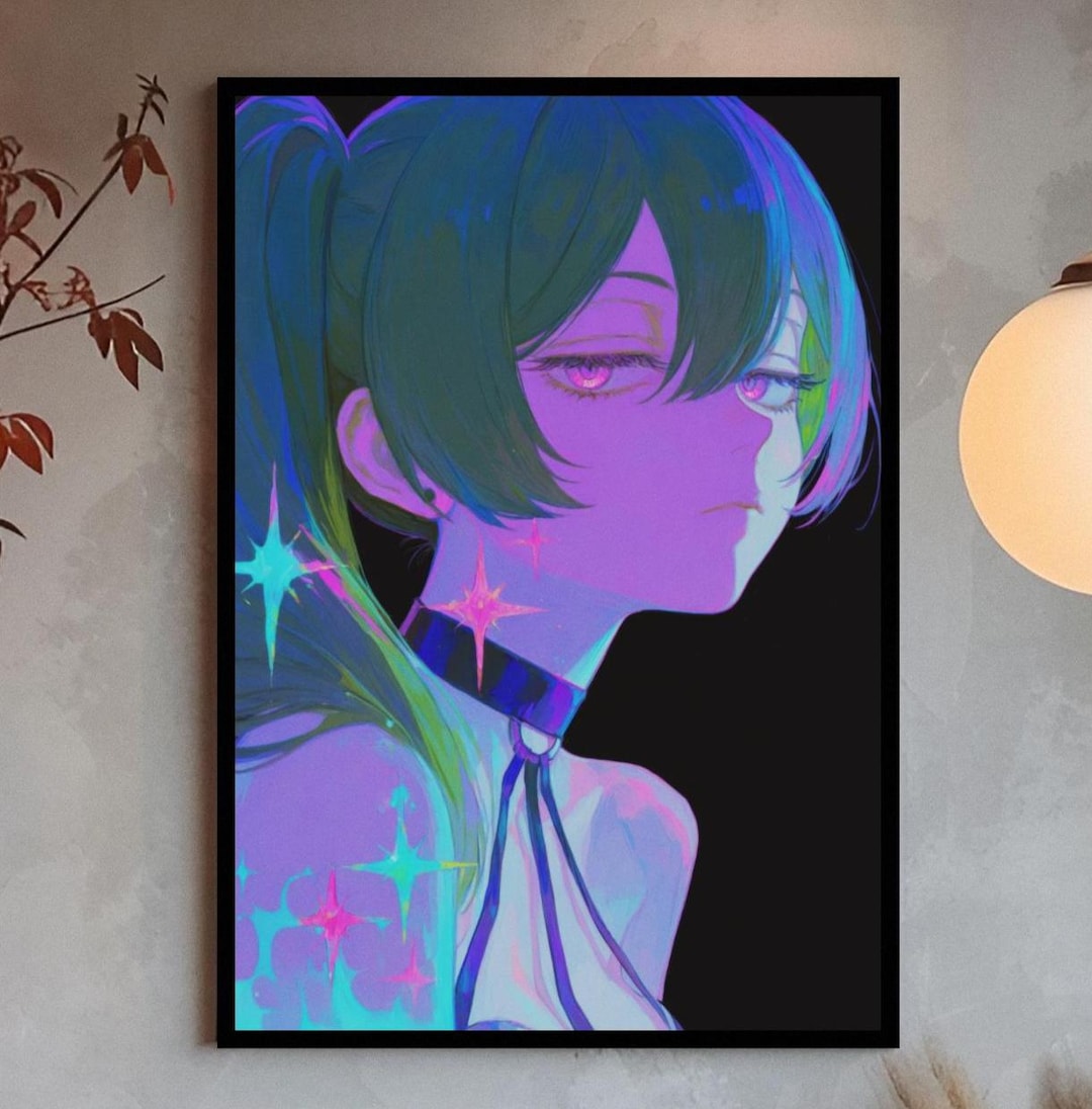 Anime Waifu Glossy Art Print Of Abstract Portrait Aesthetic Wall Decor