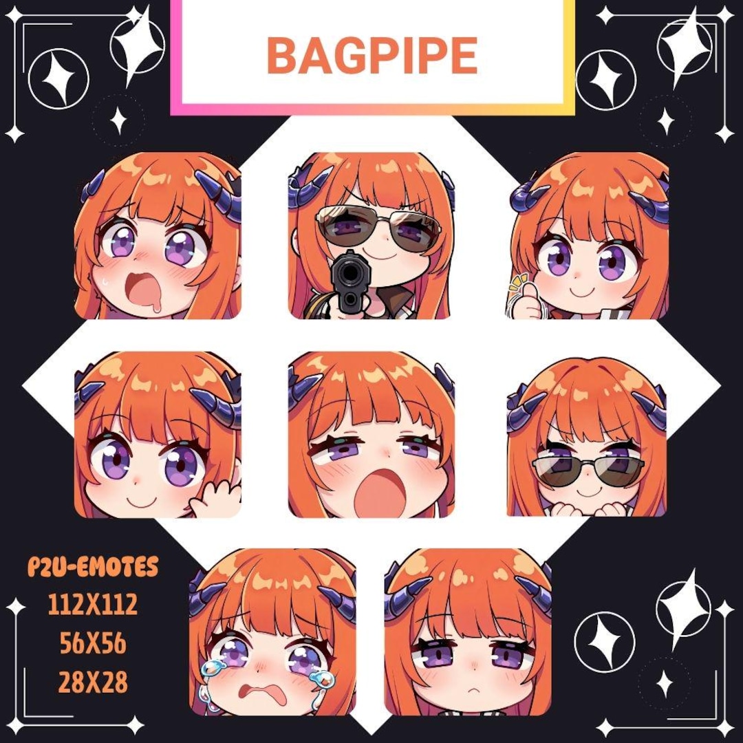Twitch Emote Pack 8x, Bagpipe Arknights Anime Girl , Streaming Assets ...