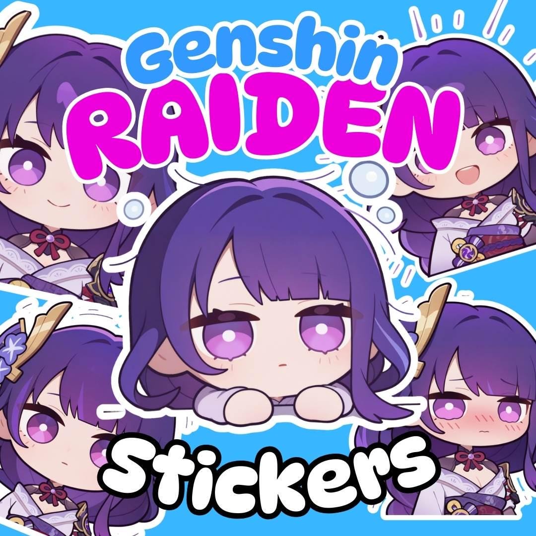 23 PNG Pack Genshin Impact Raiden Shogun for Stickers, Chibi Raiden ...
