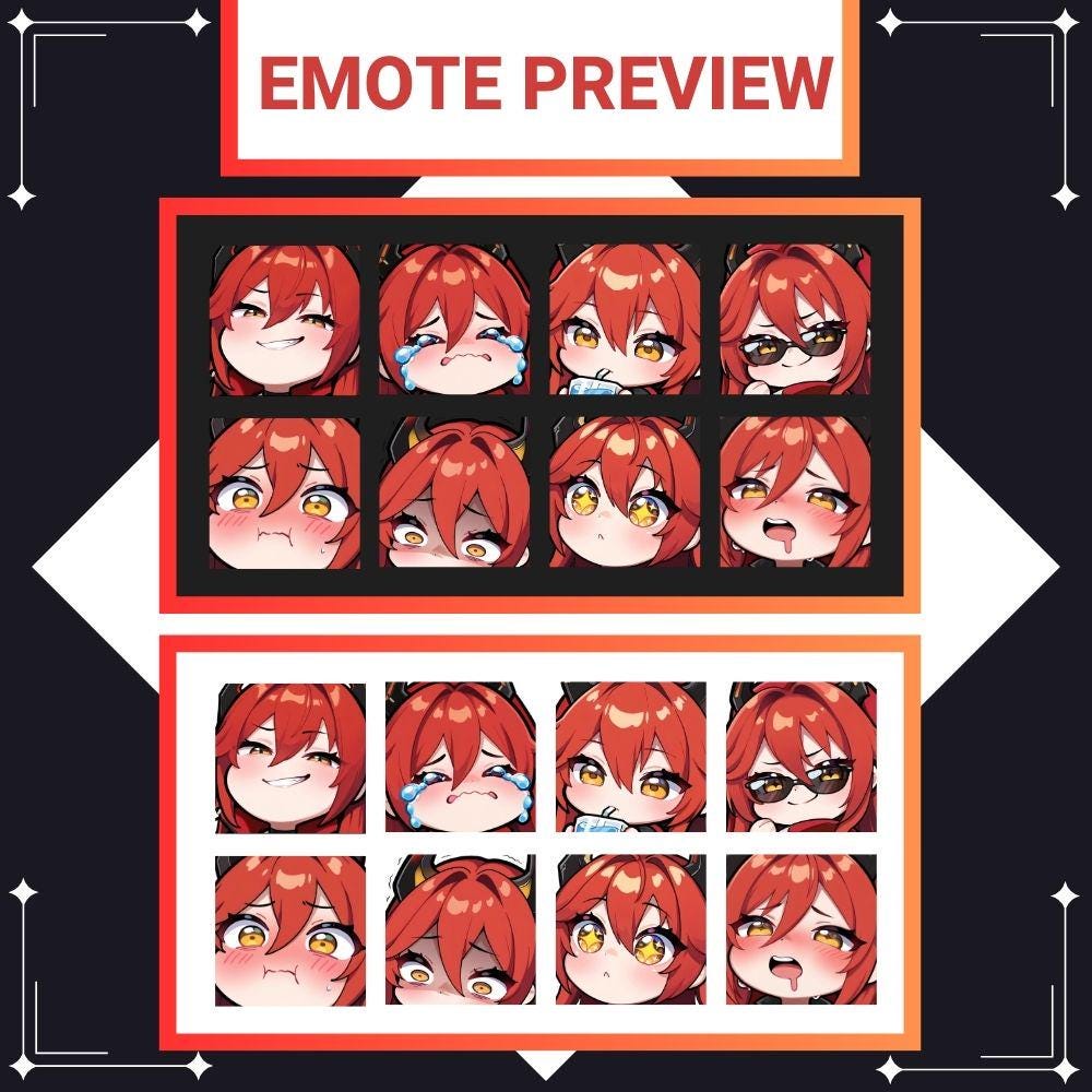 Twitch Emote Pack 8x, Red Hood NIKKE, Discord Emote, Chibi, Kawaii ...
