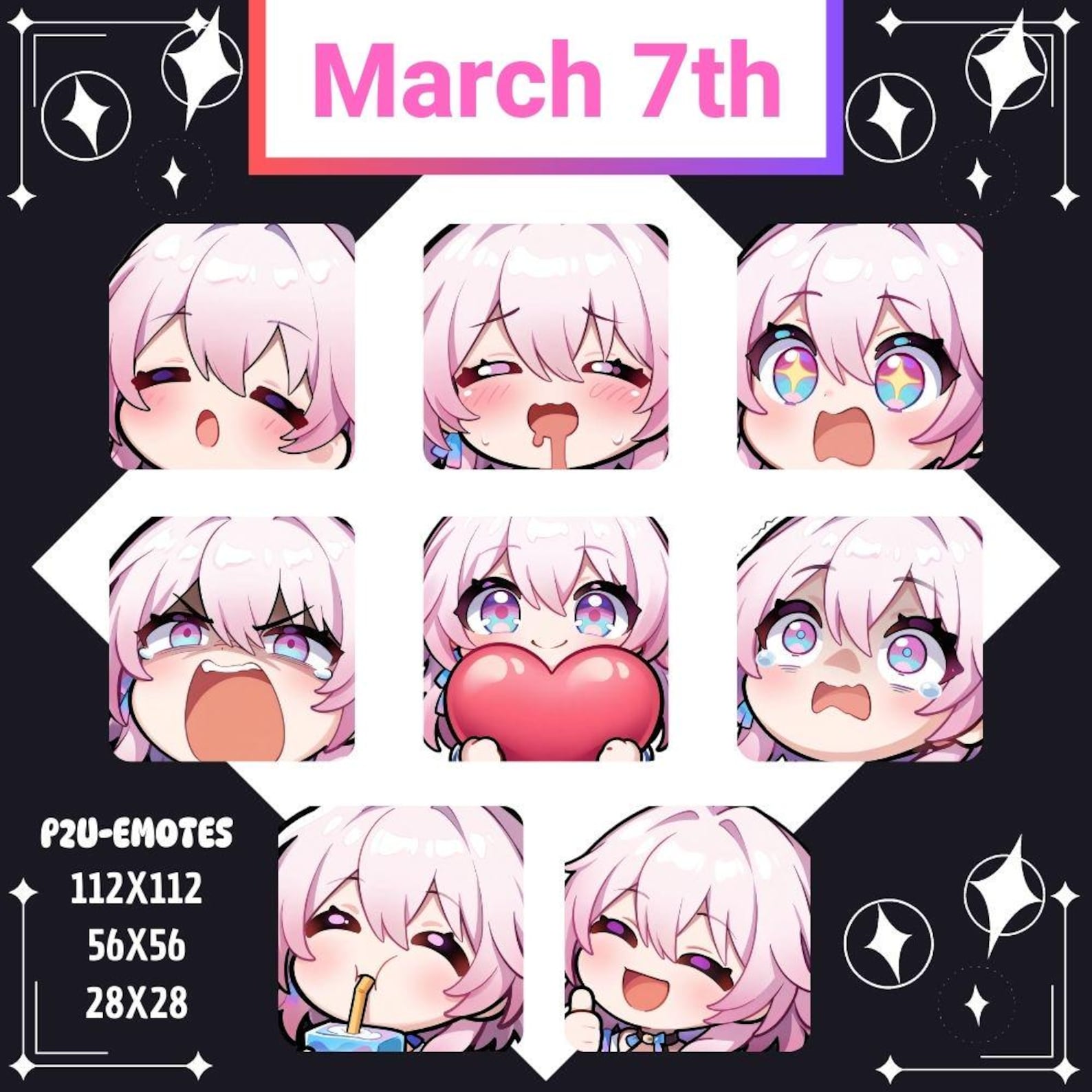 Honkai Star Rail Emotes: March 7th Chibi Emote Pack (digital Download ...