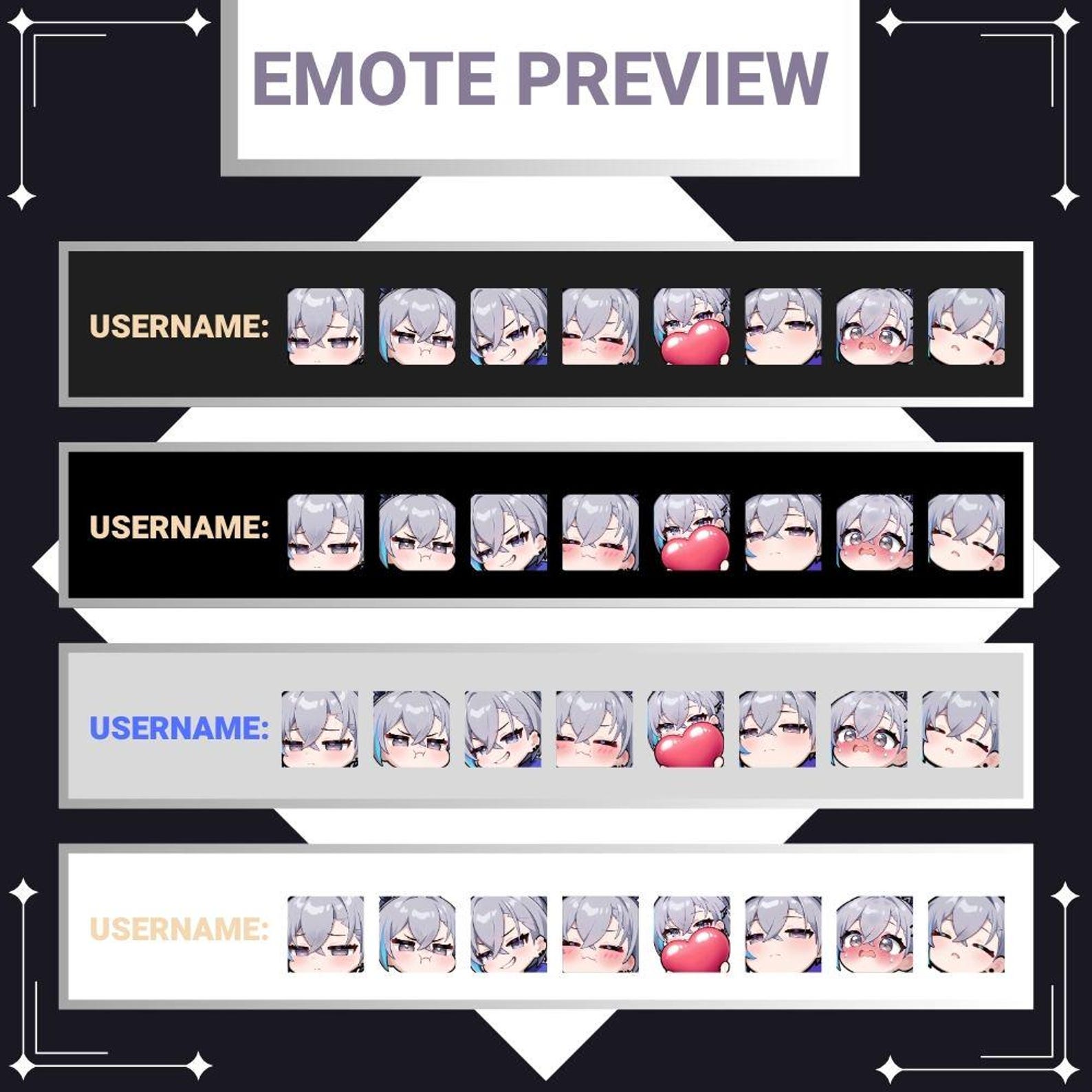 Silver Wolf Emote Pack: Chibi Kawaii PNG Emotes (digital Download) - Etsy