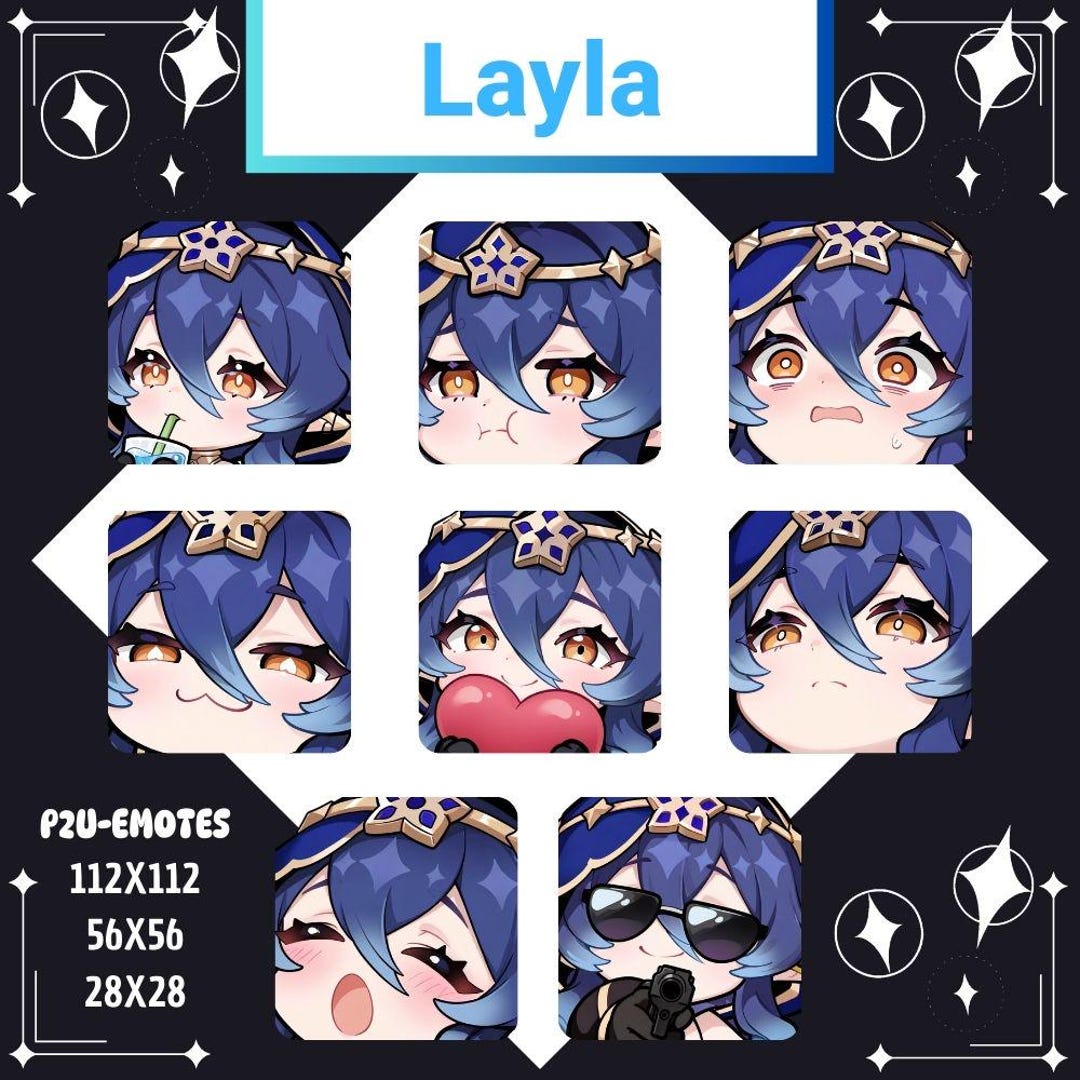 Layla Genshin Impact Emote Pack: Chibi Kawaii Twitch/discord (digital ...