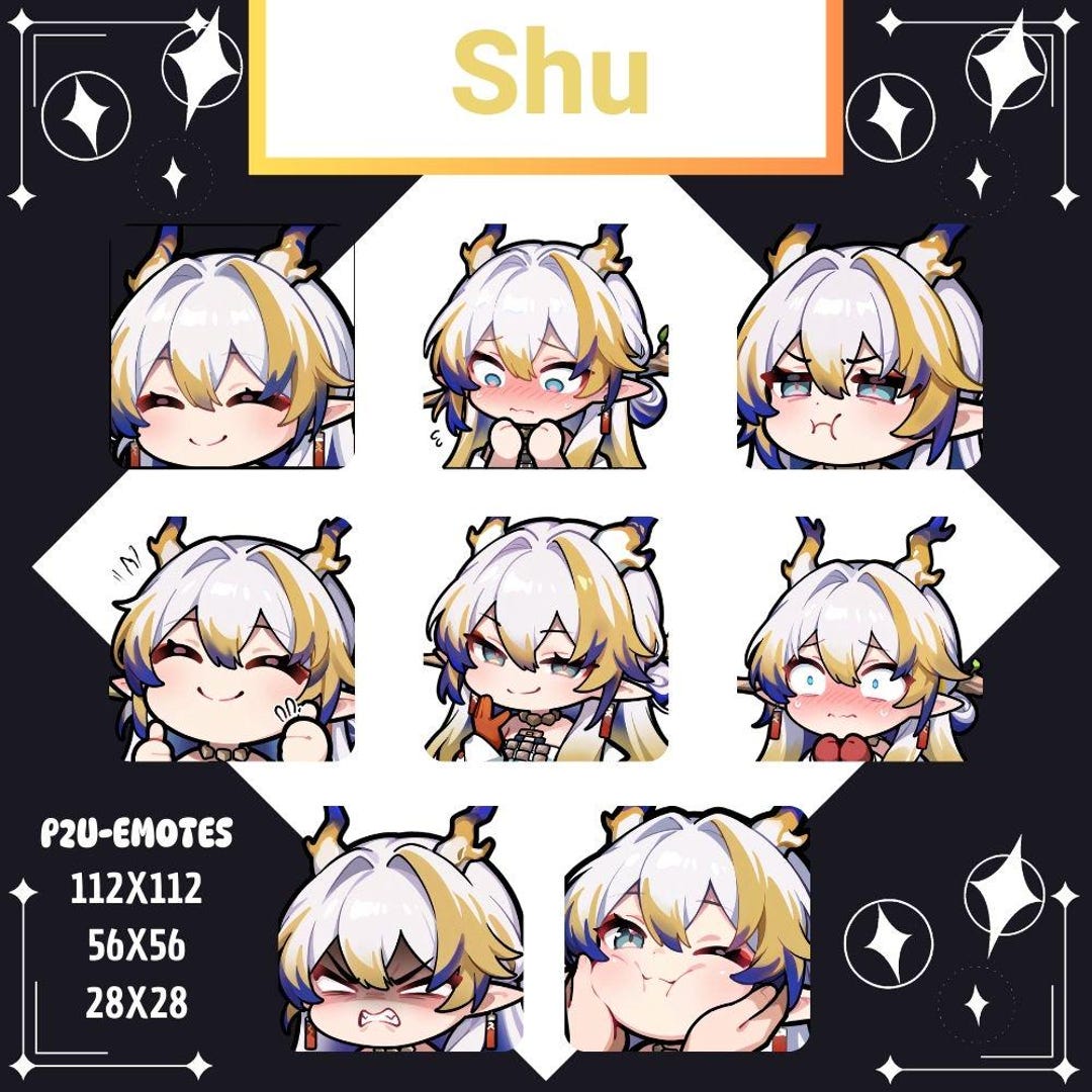 Shu Arknights Emotes: Chibi Dragon Girl Twitch/discord Pack (digital ...