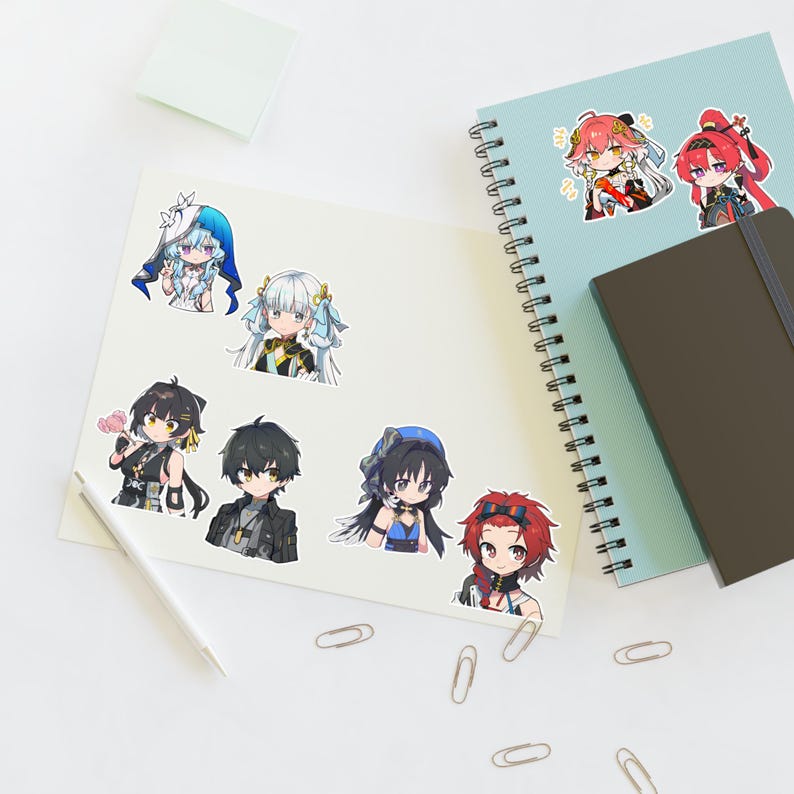 Kawaii Wuwa Character Sticker Sheets: Anime Art, Scrapbooking - Etsy