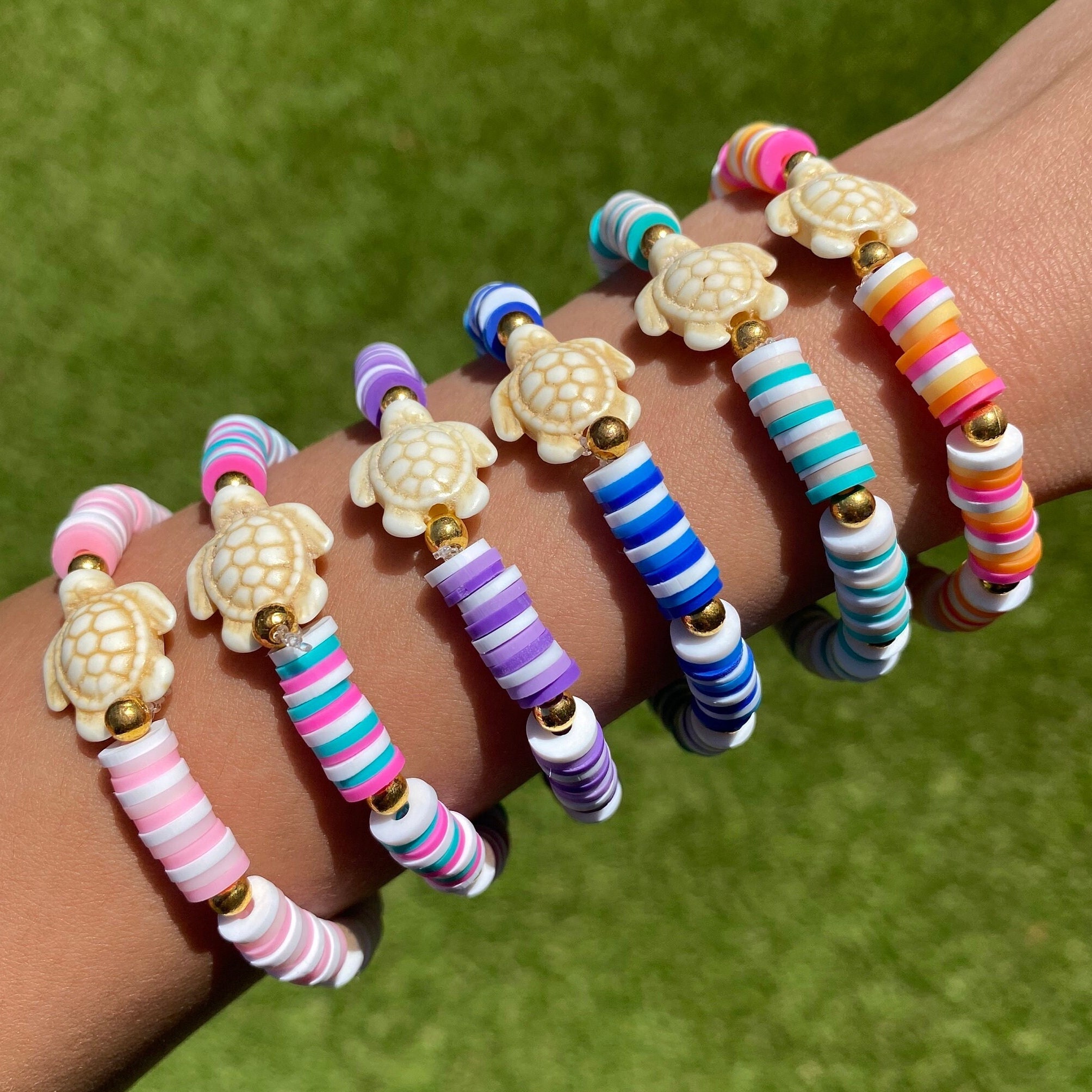 Turtle Clay Bead Bracelet Preppy Clay Bead Friendship Bracelet Clay ...