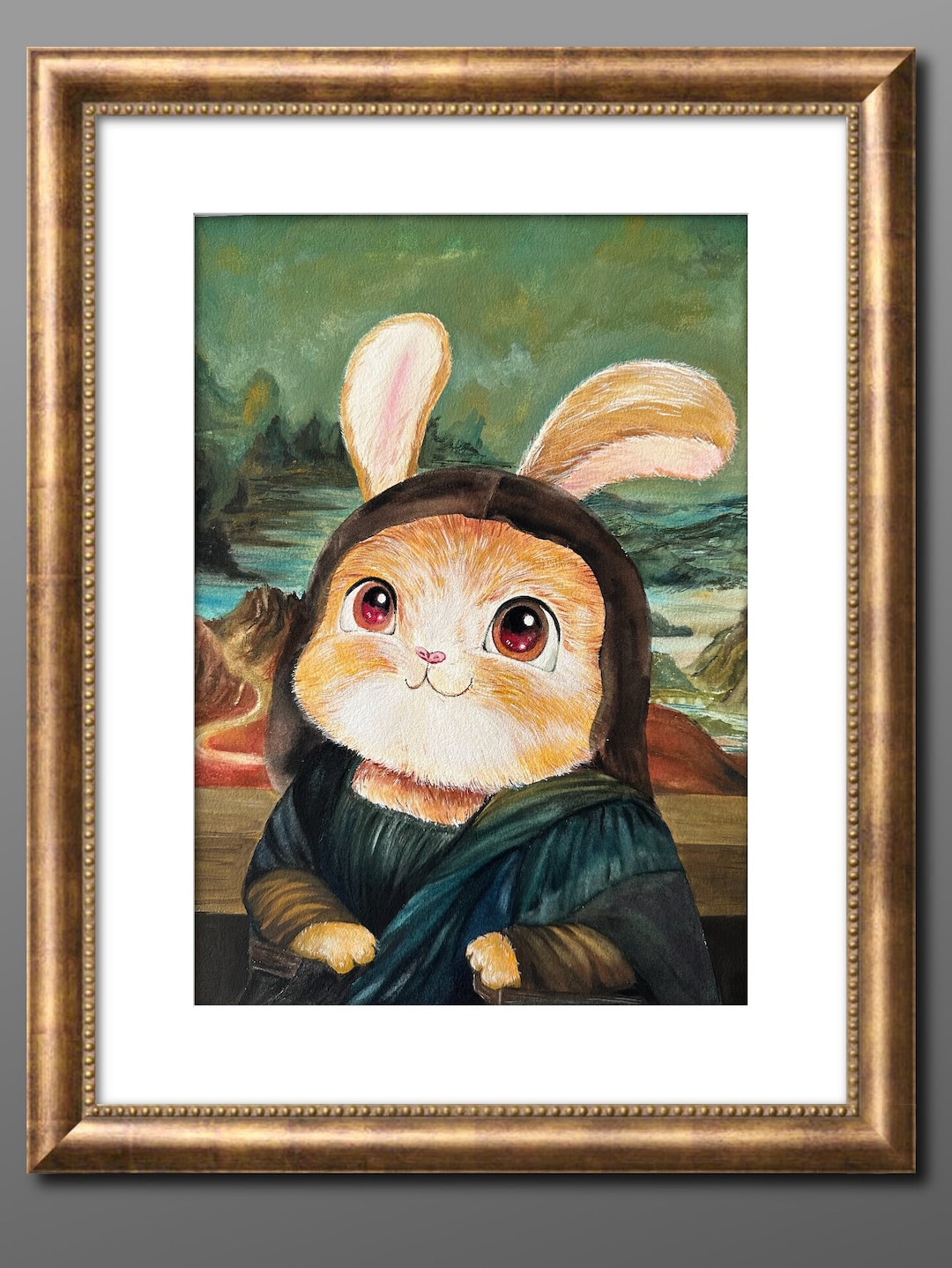 Mono Lisa the Rabbit, Art, Artwork, Home Decor, Gift, Birthday Present ...