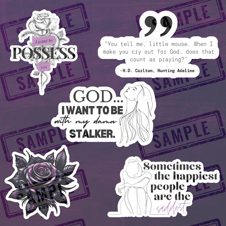20 Digital Dark Romance Reader Stickers, Printable Dark Romance Booktok Sticker Bundle, Villain ...