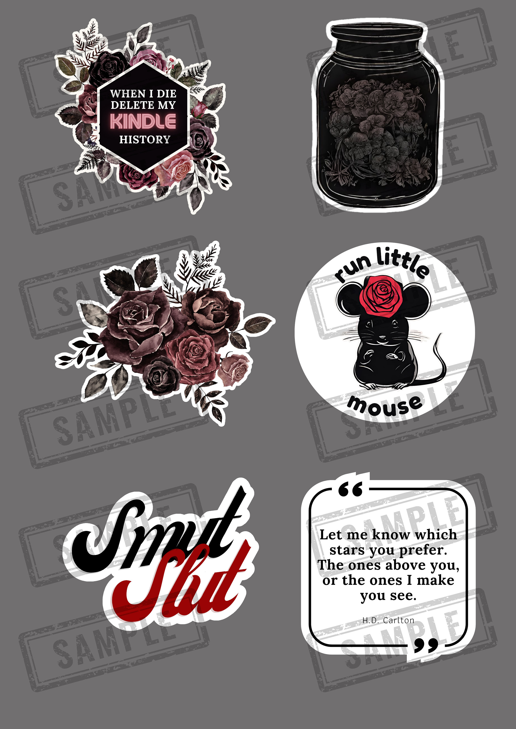 24 Digital Dark Romance Reader Stickers, Printable Dark Romance Booktok ...