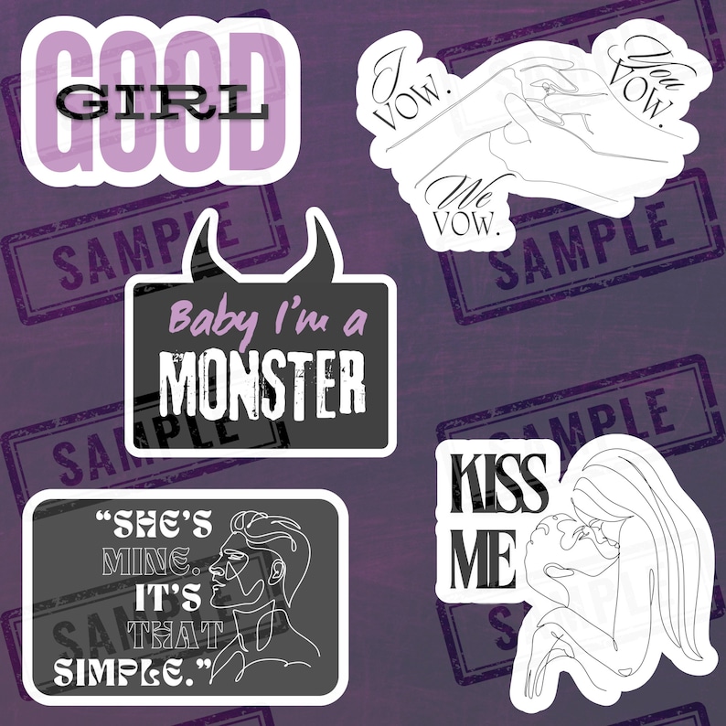 20 Digital Dark Romance Reader Stickers, Printable Dark Romance Booktok ...
