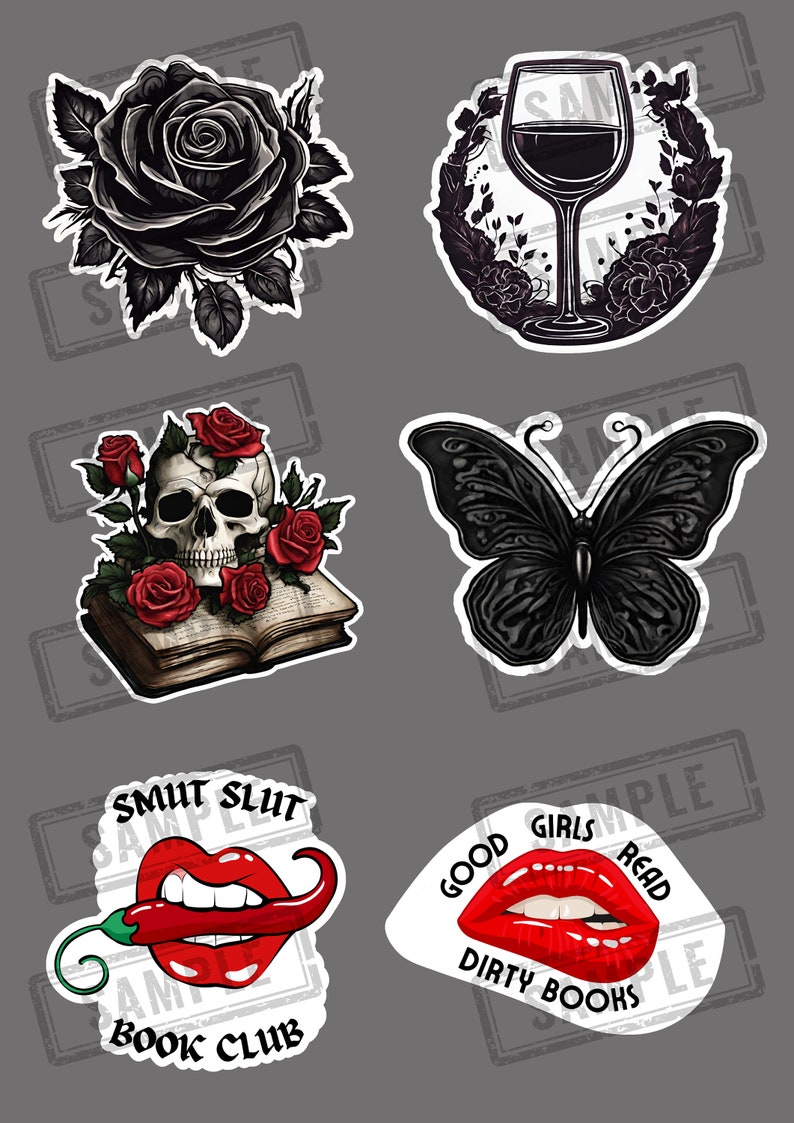 24 Digital Dark Romance Reader Stickers, Printable Dark Romance Booktok ...