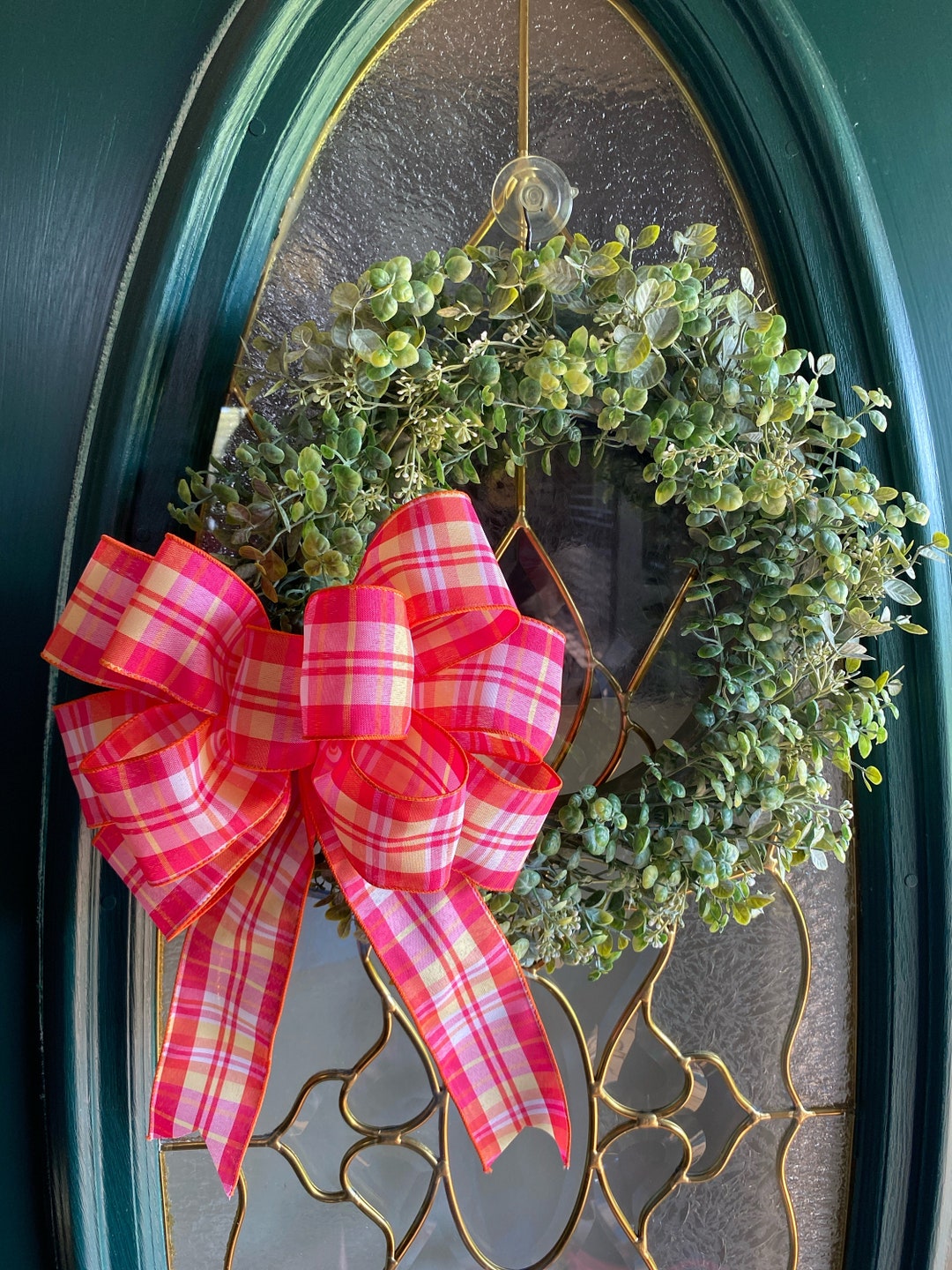 Pink Plaid Bow for Door Hanger, Mailbox, Wreath, Tree Bow, Holiday ...