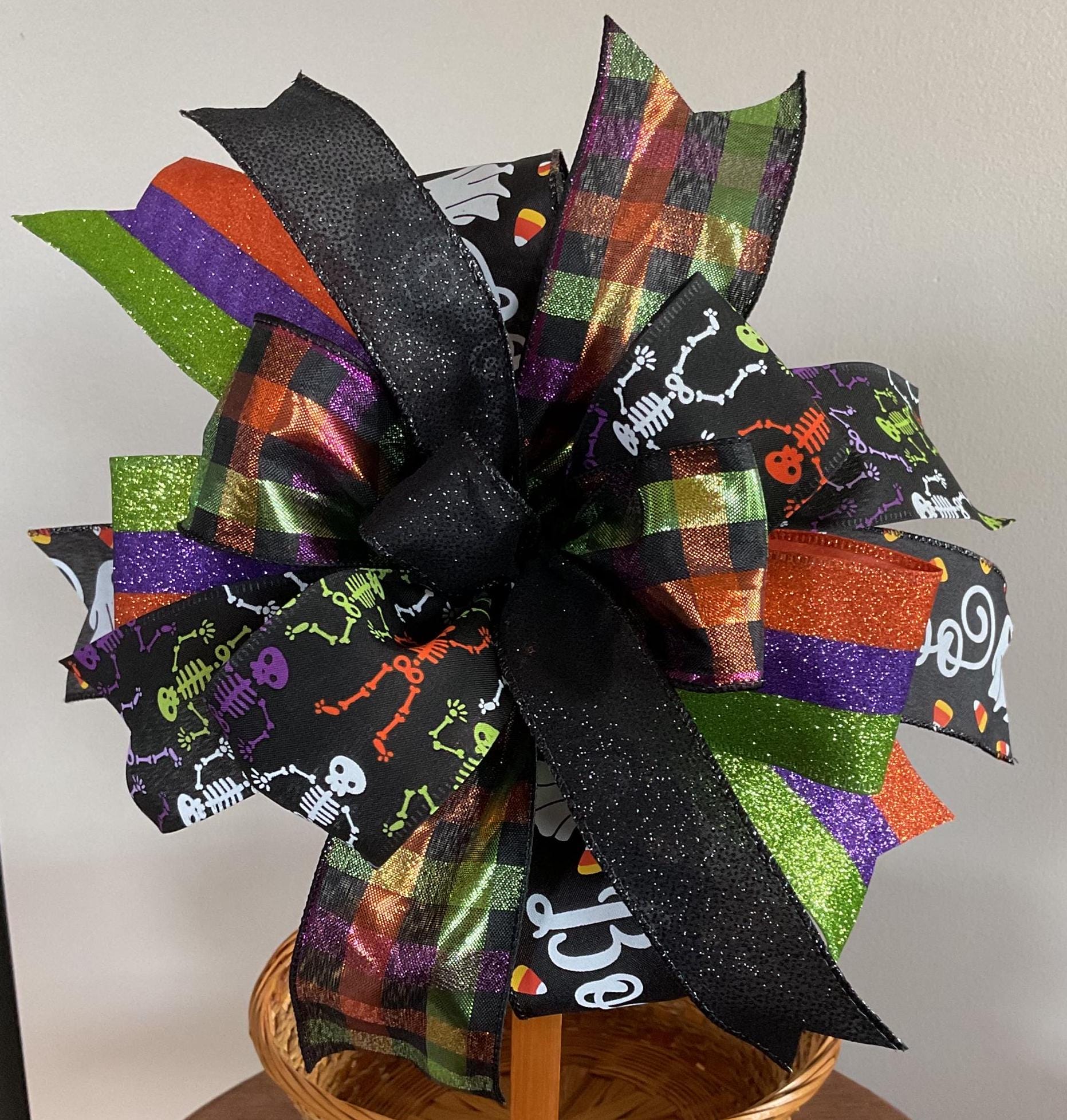 Halloween Bow for Door Hanger, Mailbox, Wreath, Tree, Lantern, Gift ...