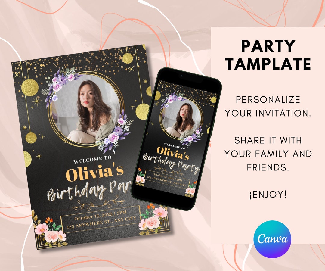 Personalized Digital Birthday Invitation Romantic Design for Your ...