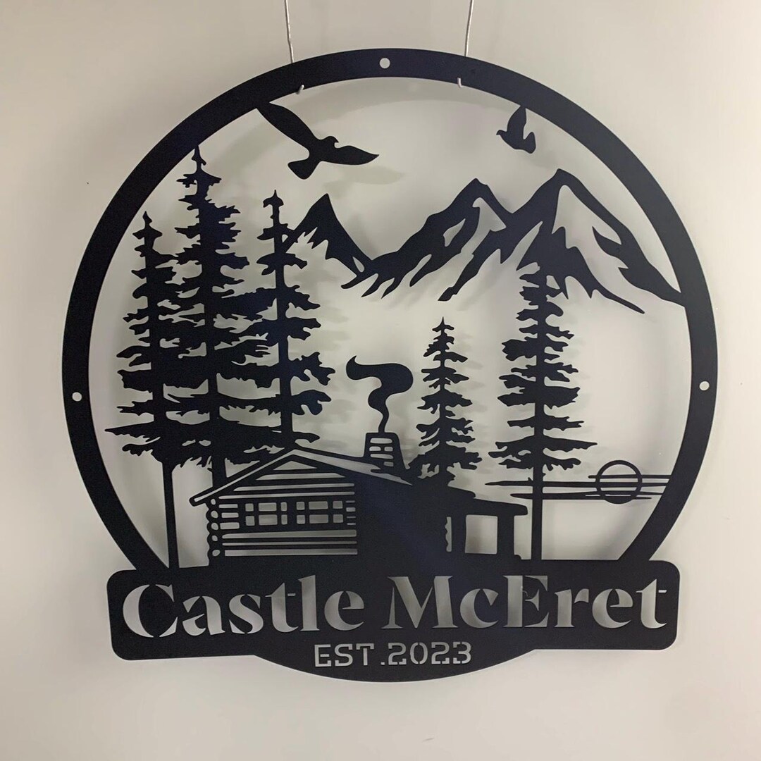 Custom Cabin Metal Wall Art, Personalized Cabin Metal Name Sign, Metal ...