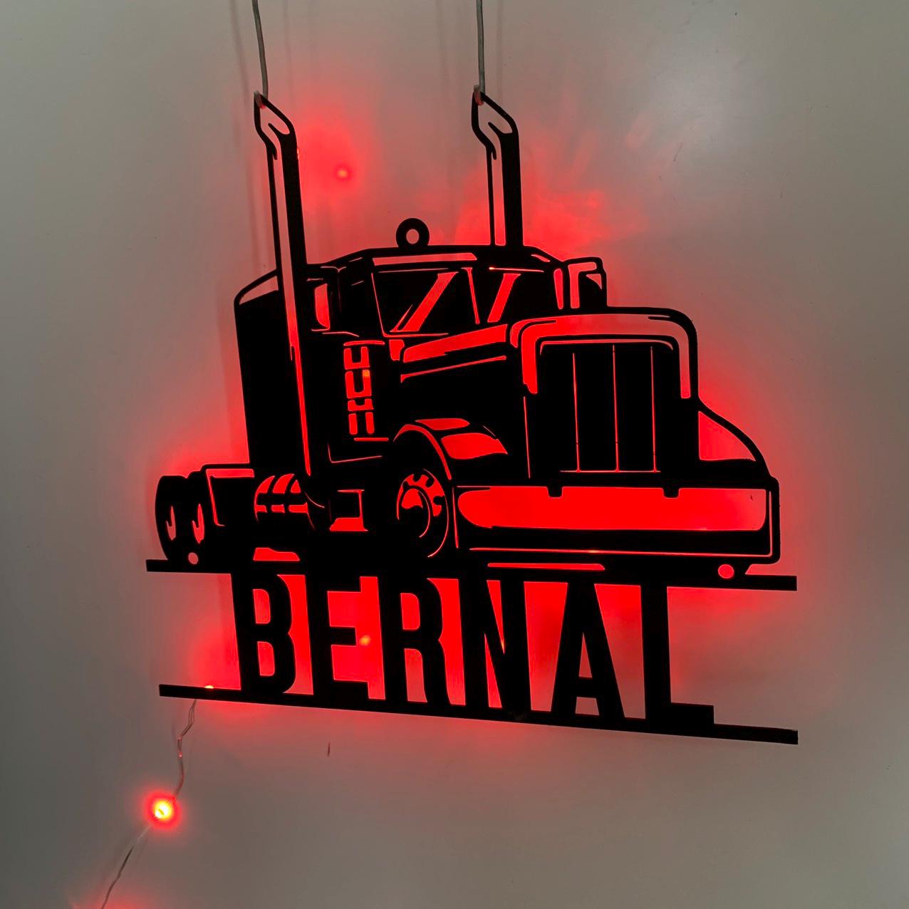Custom Semi Truck Trailer Metal Wall Art LED Light, Personalized ...