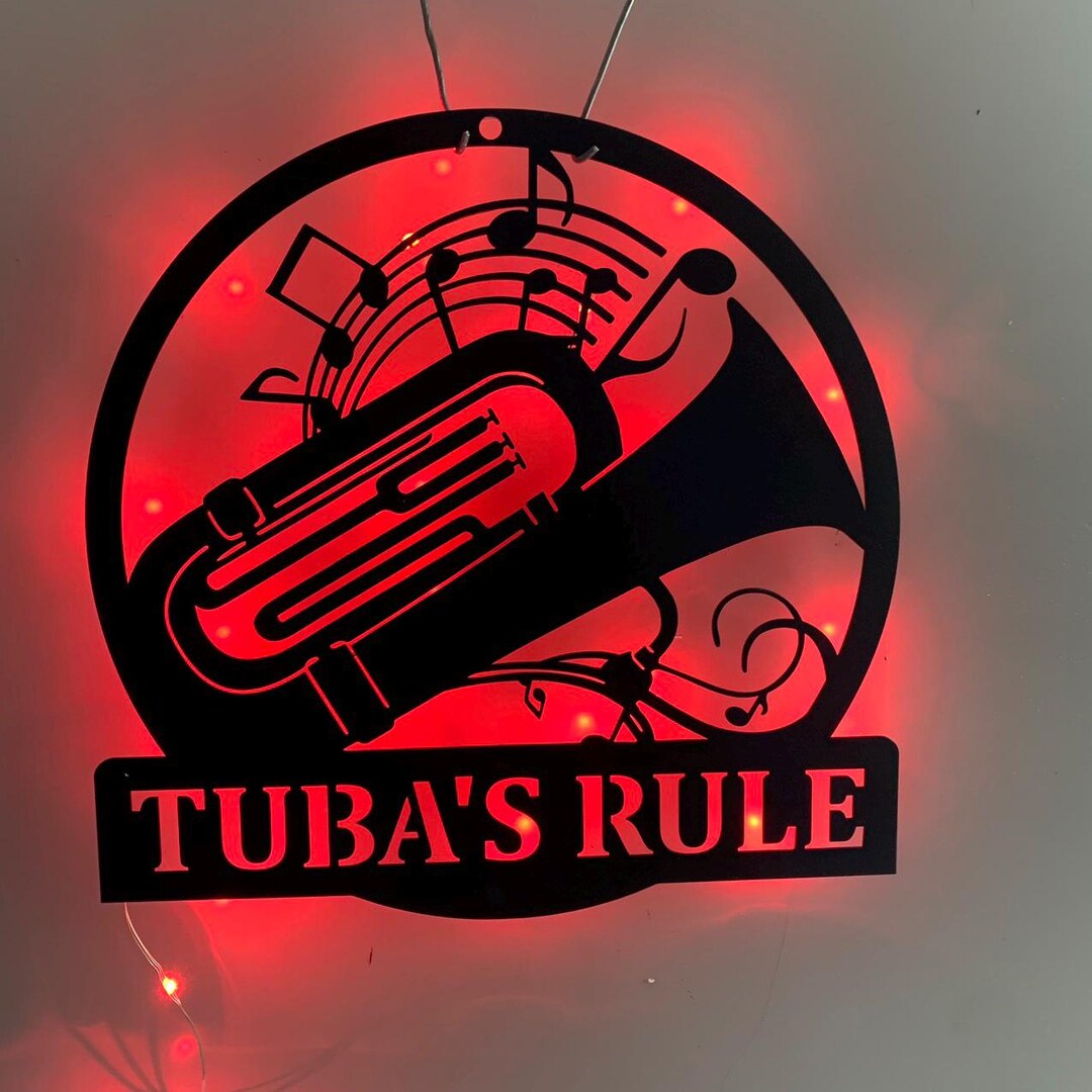 Custom Tuba Music Monogram Metal Wall Art With LED Lights, Tuba Music ...