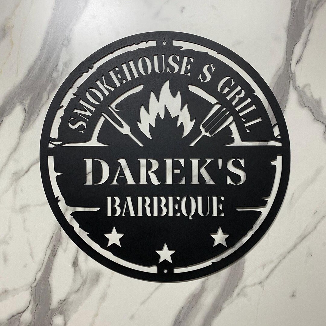 Custom Grill Bar Backyard Metal Sign, Chill & Grill Sign Metal Wall ...
