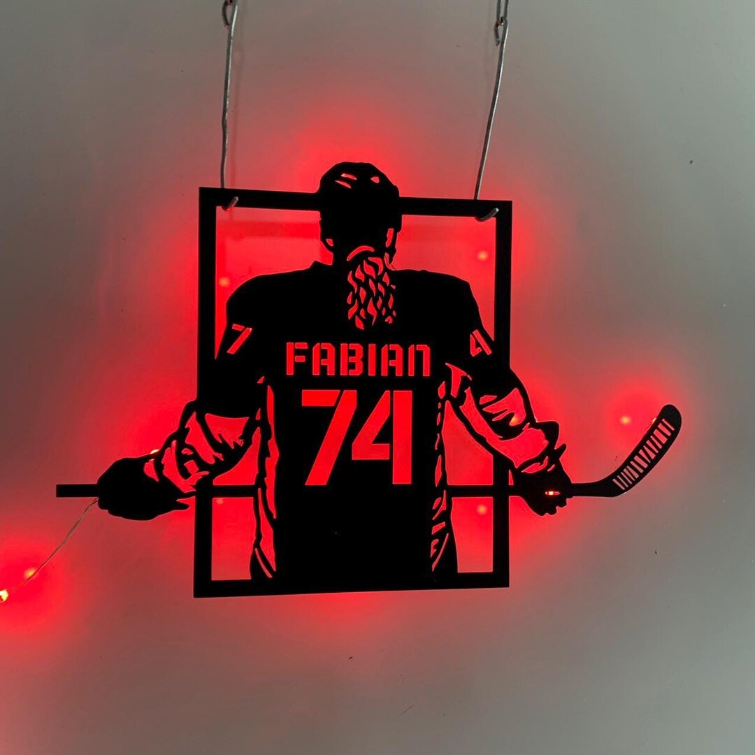 Custom Ice Hockey Metal Wall Art With LED Lights, Personalized Hockey ...