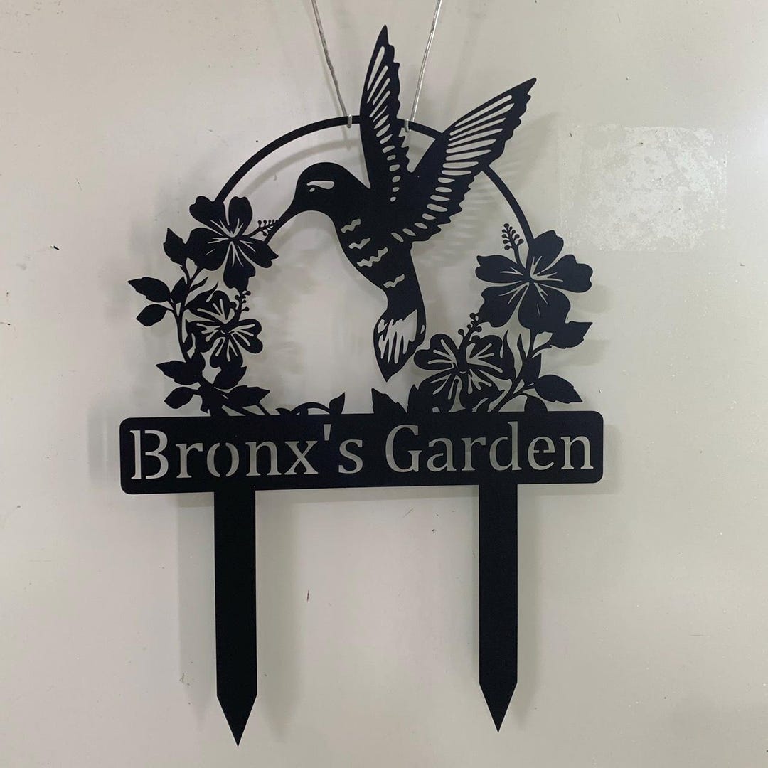 Custom Hummingbird Metal Garden Sign With Stake, Hummingbird Metal ...
