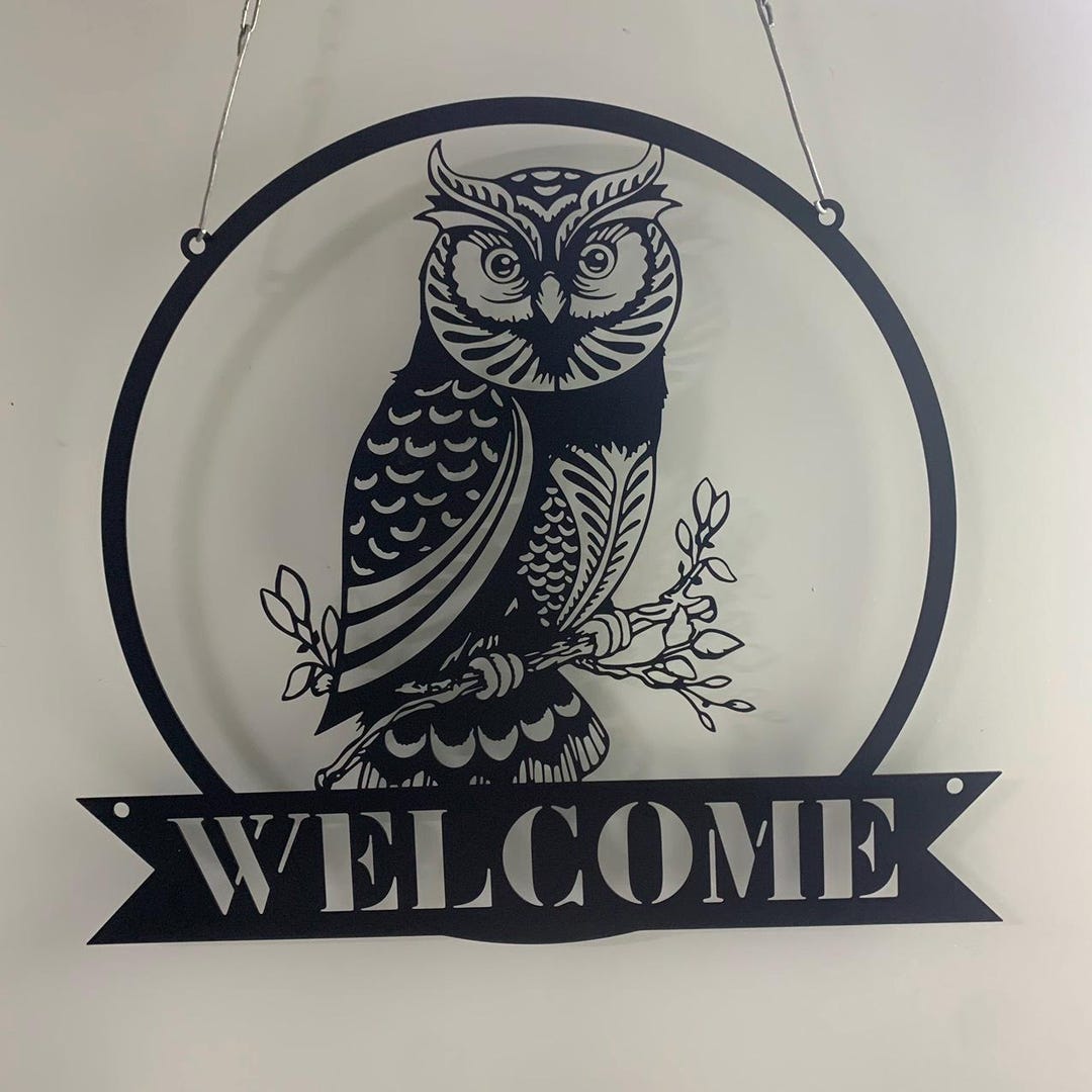 Custom Owl on the Branch Metal Wall Art, Personalized Owl Metal Name ...