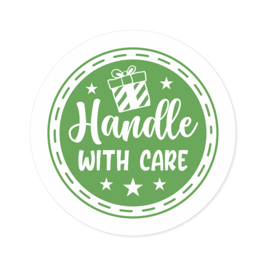 Handle With Care, Round Sticker - Etsy