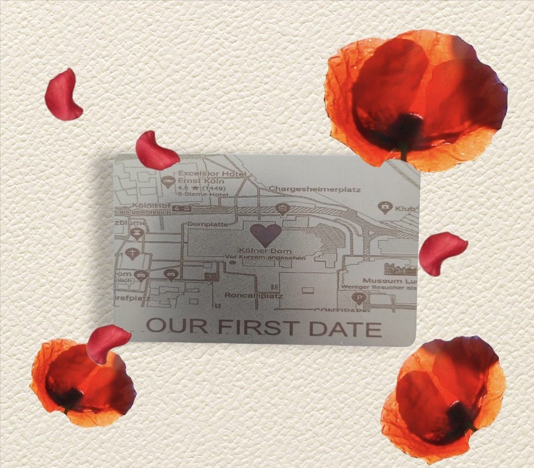 Metal Wallet Card 85531 Mm With Map and Inscription Personalized ...