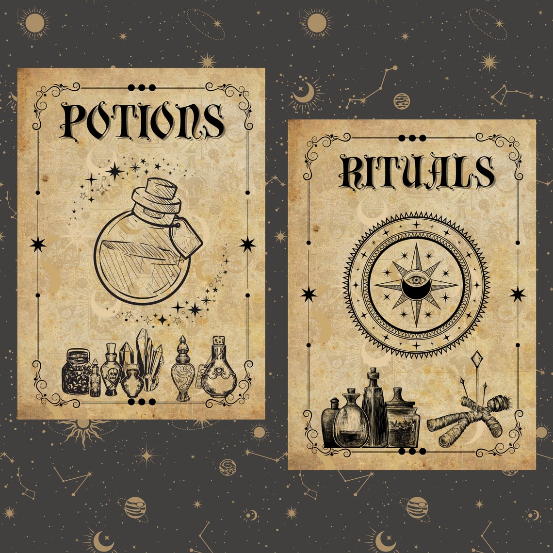 Book of Shadows Dividers Pages • Printable • Wicca • Digital File Only ...