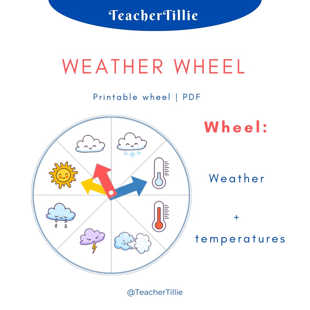 Weather Wheel Weather and Temperatures Printable PDF ESL Lessons or ...