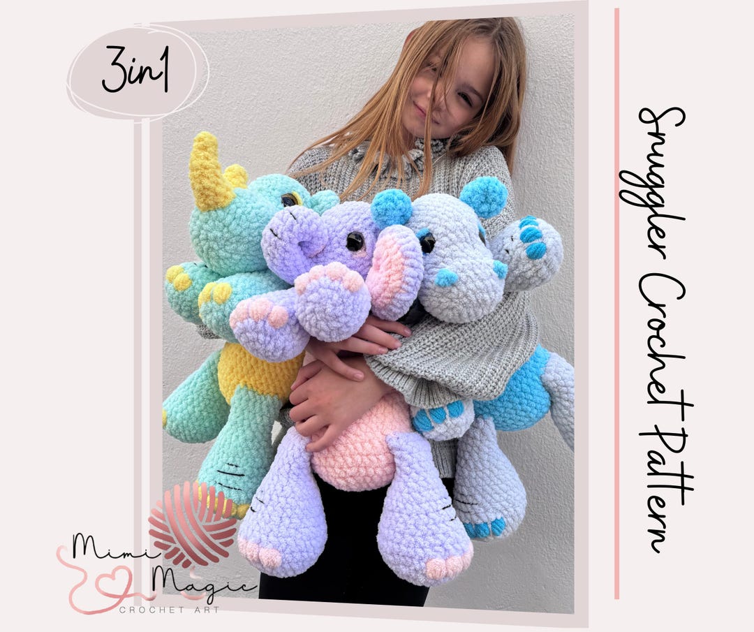 Animal Snuggler Crochet Patterns Bundle -hippo, Rhino, Elephant ...