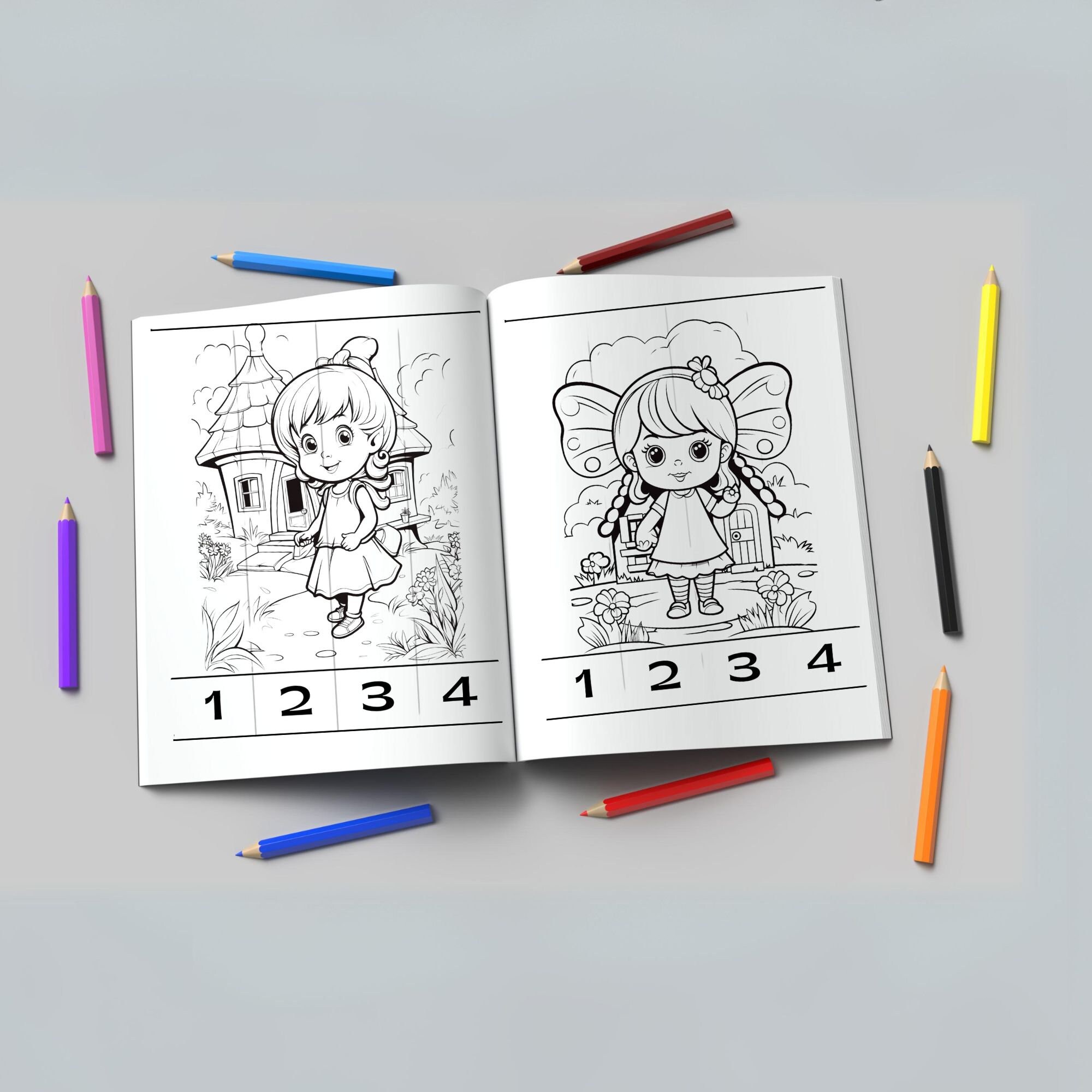 Cute Fairy Coloring Book With Number Grids: 60 Pages of Enchanting ...