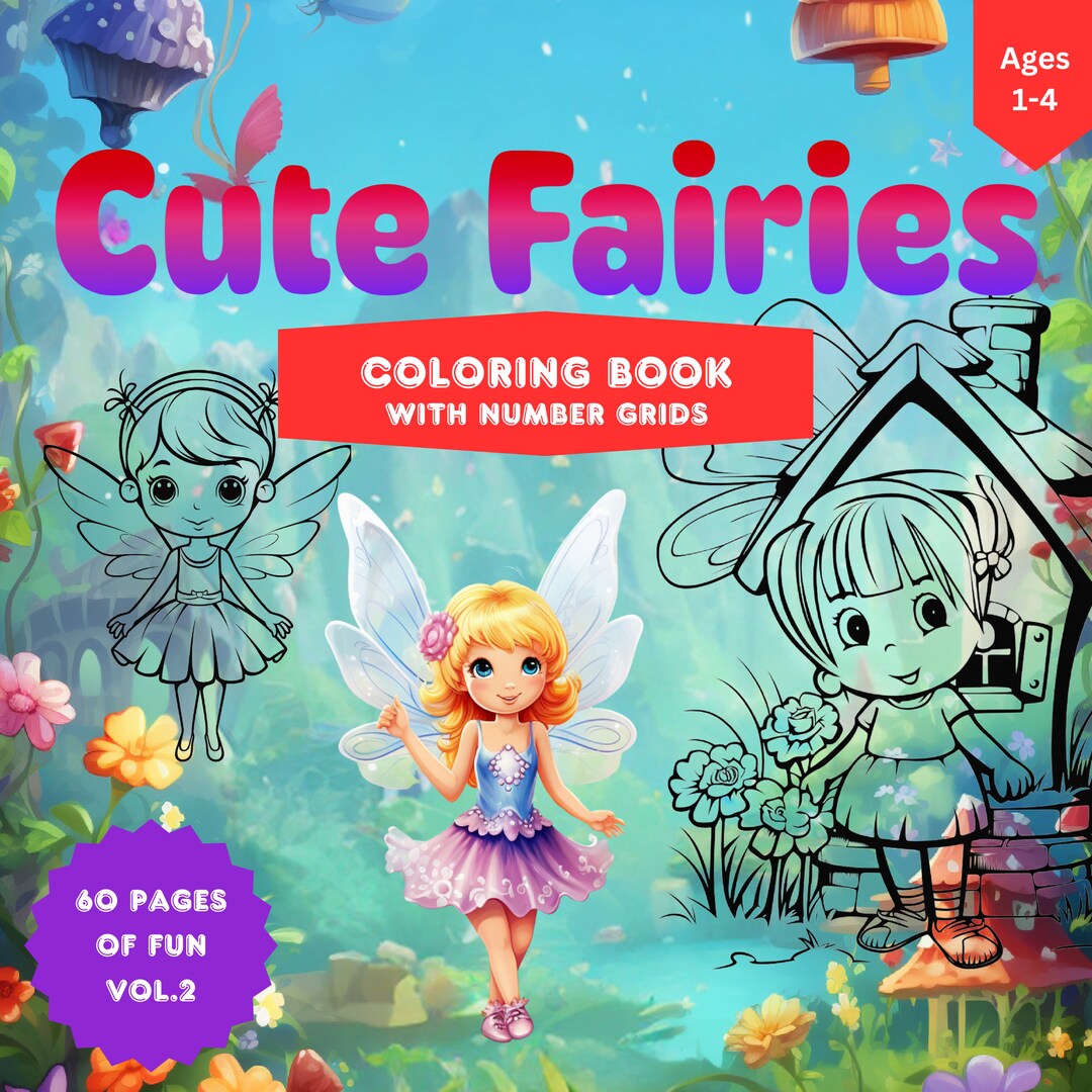 Cute Fairies Coloring Pages Book Volume 2: 60 Pages of Magical Fairy ...