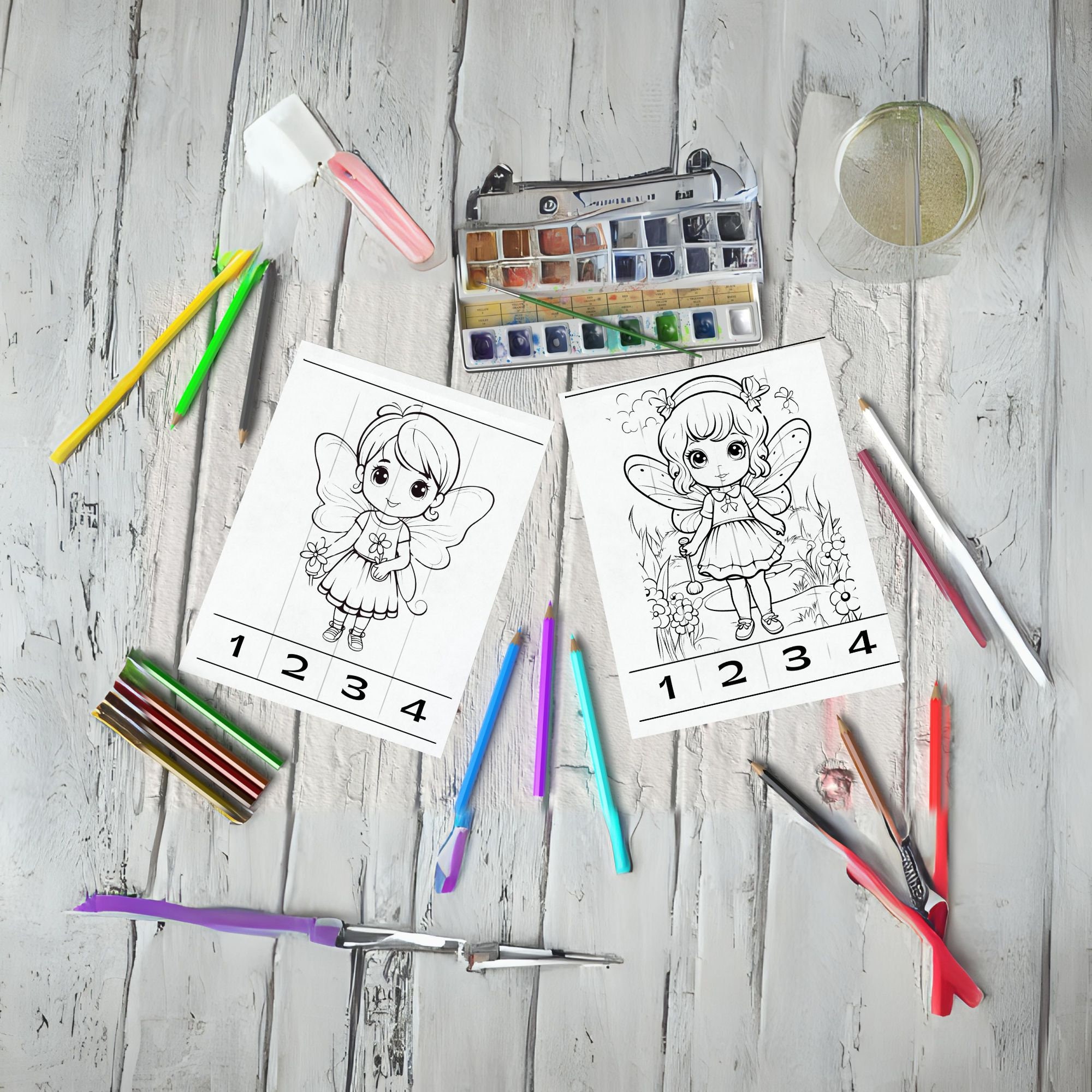 Cute Fairy Coloring Book With Number Grids: 60 Pages of Enchanting ...