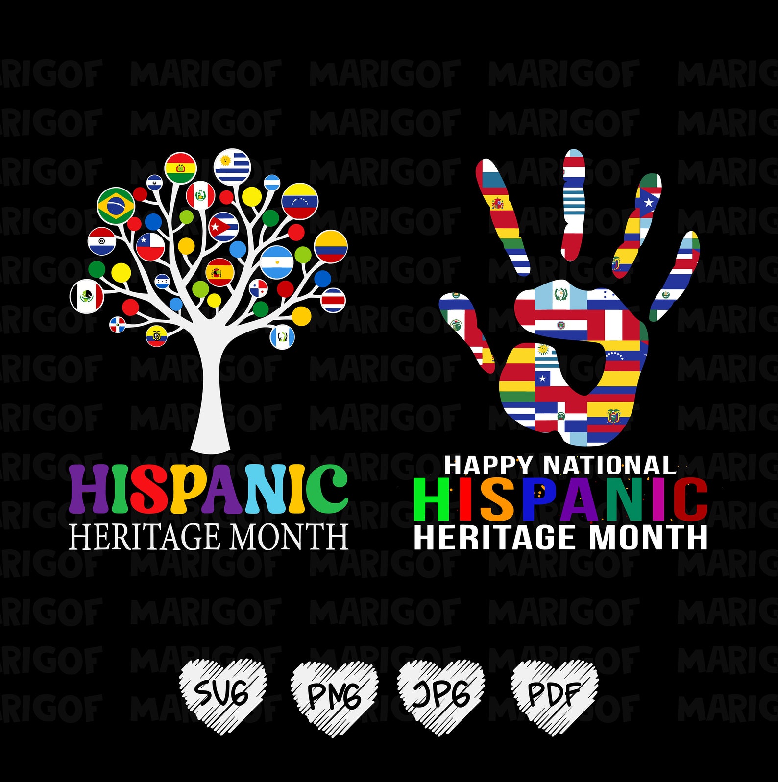 Bold Hispanic Heritage Month Pride Flag With Cultural Roots SVG PNG ...
