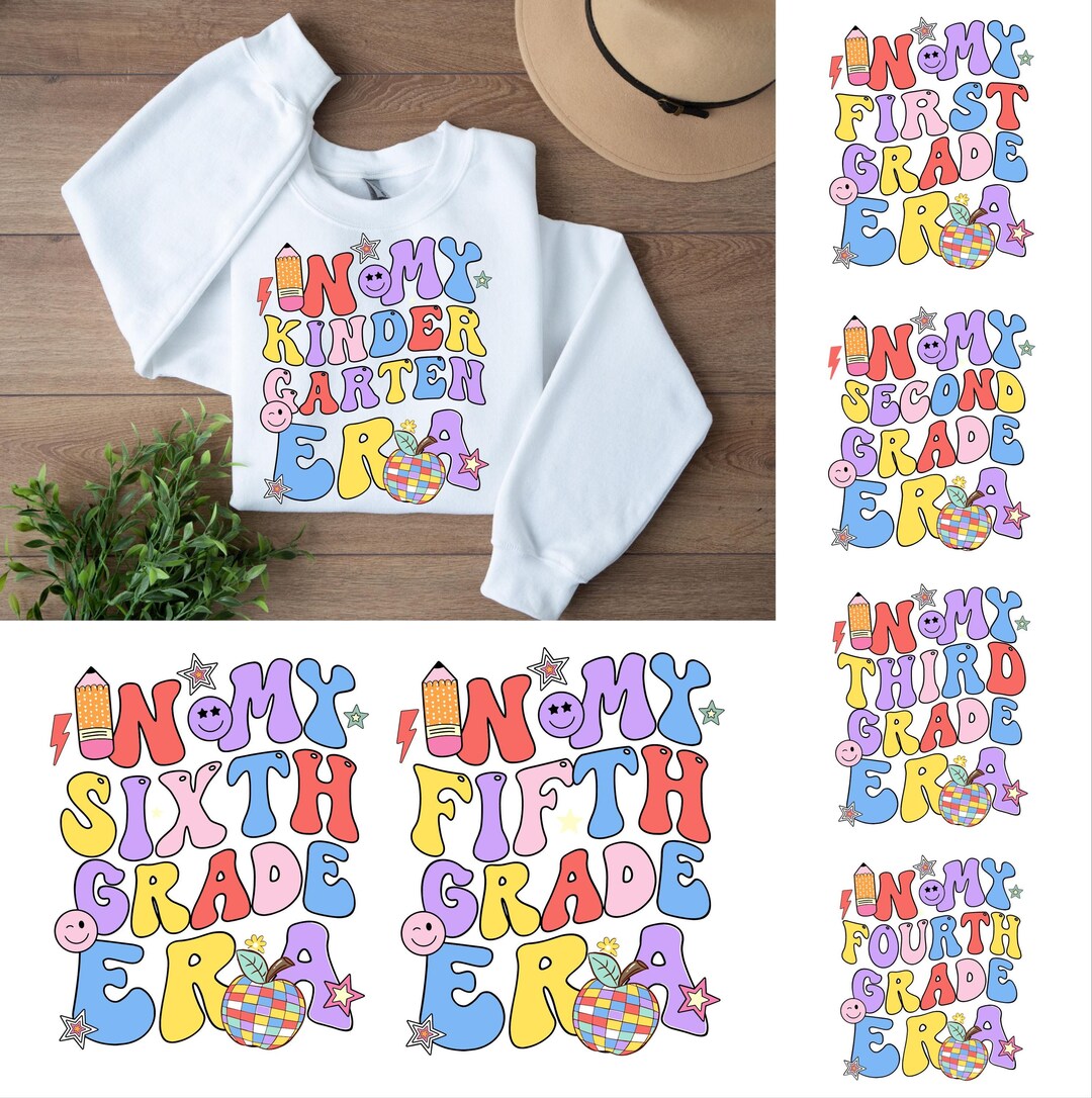 Retro Back to School in My Era Png Svg Bundle, in My Kindergarten Era ...