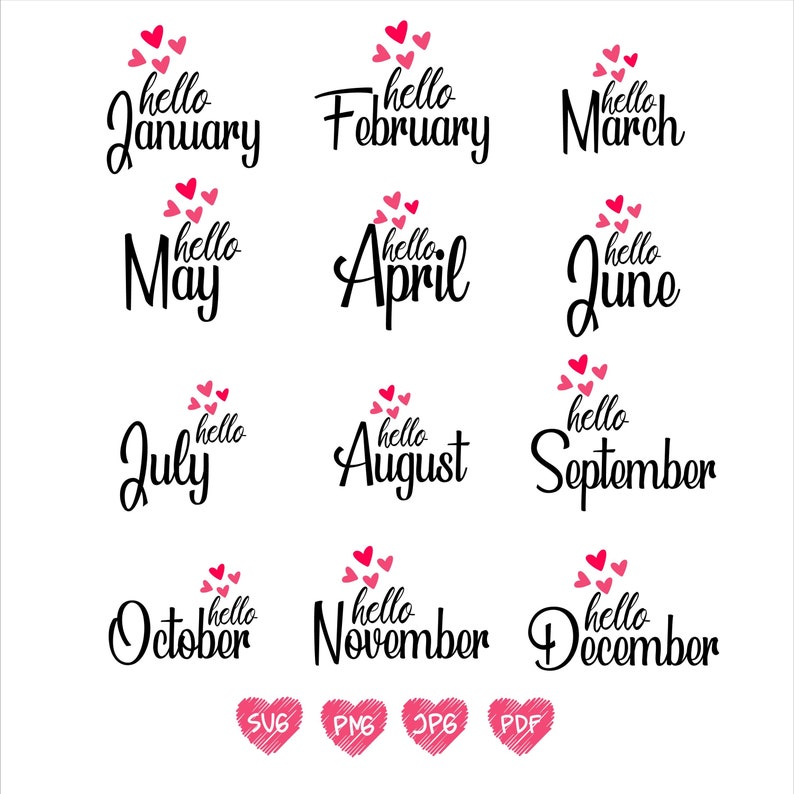 Months of the Year Svg Png Bundle, Months Label Svg and Png - Etsy