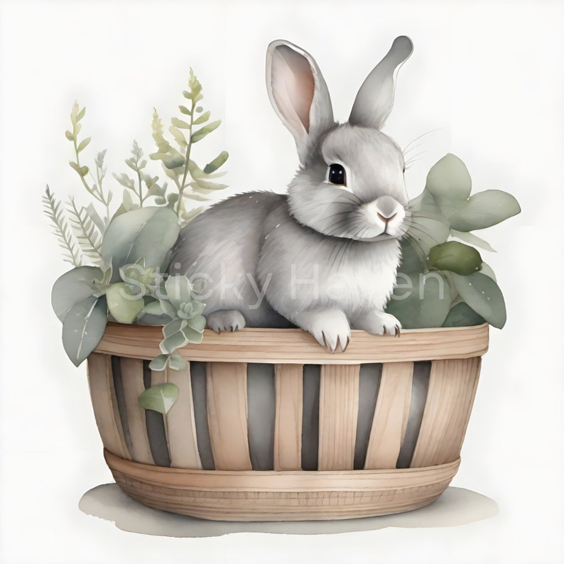 12 Adorable High Quality Artworks of Bunnies Jpgs Card Making, Digital ...